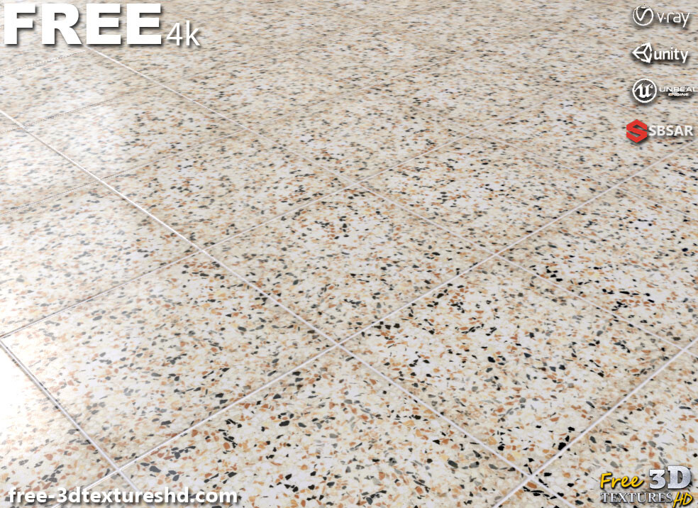 PBR Textures Free Download - Ceramic Floor Tile Terrazzo Pattern PBR ...