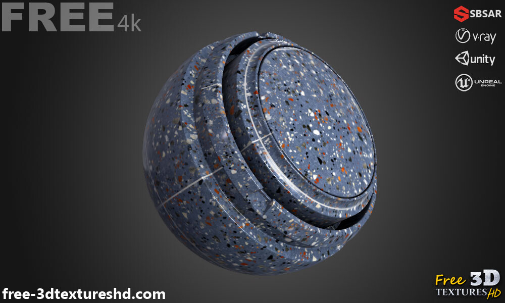 PBR Textures Free Download - Blue Multi Ceramic Floor Tile Terrazzo ...