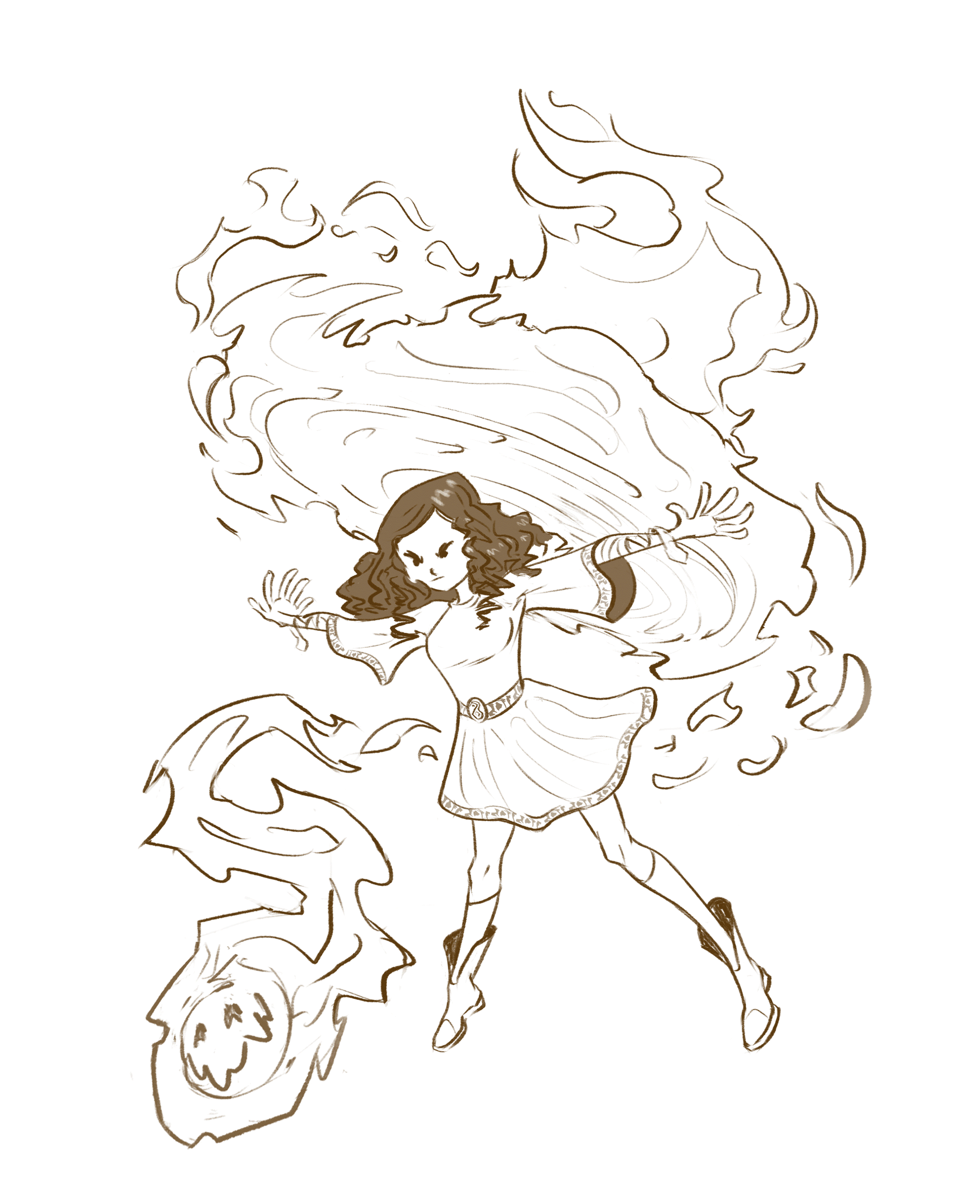 Fire Elemental Girl Drawing