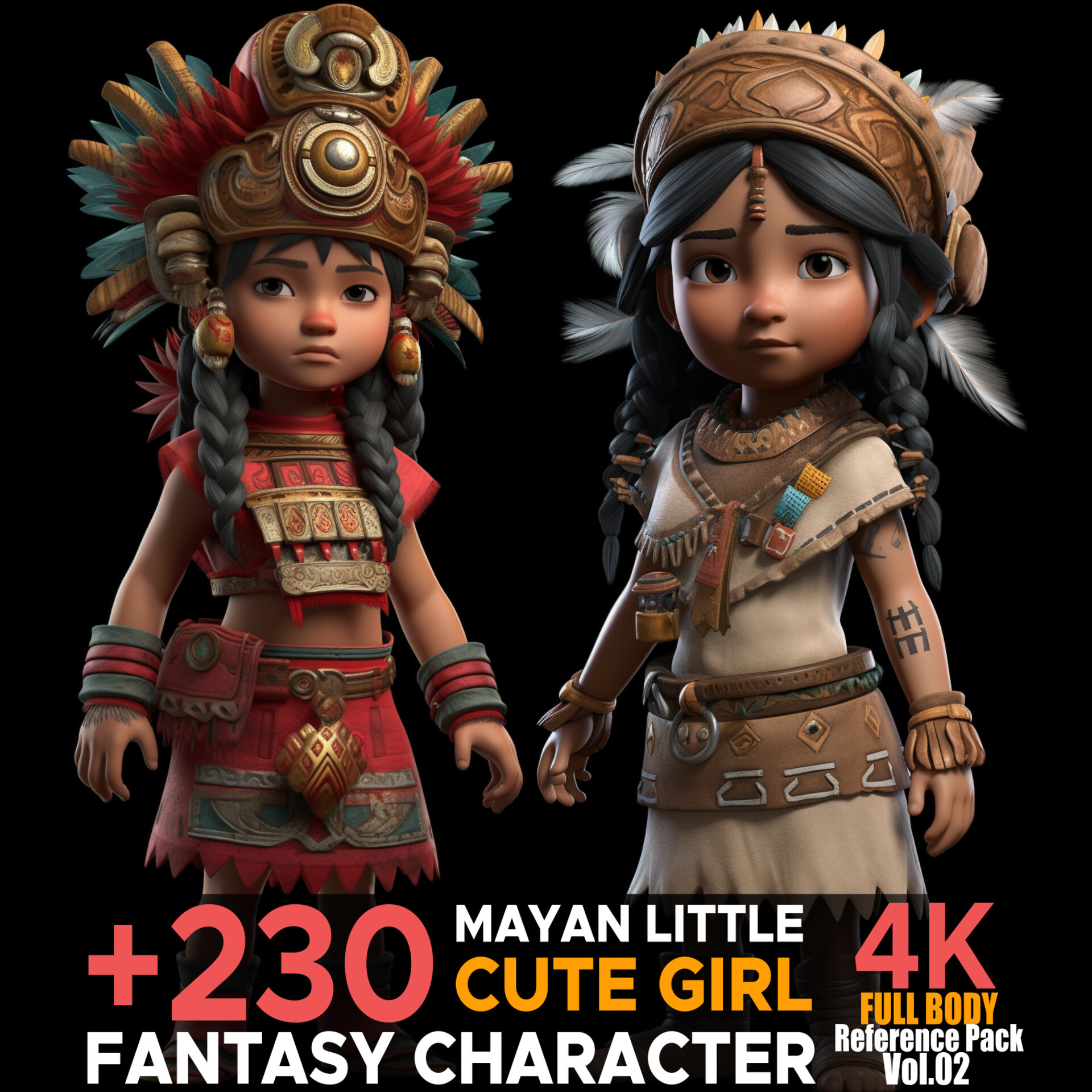 ArtStation - +230 Mayan Little Cute Girl (Fantasy Character) Vol.02