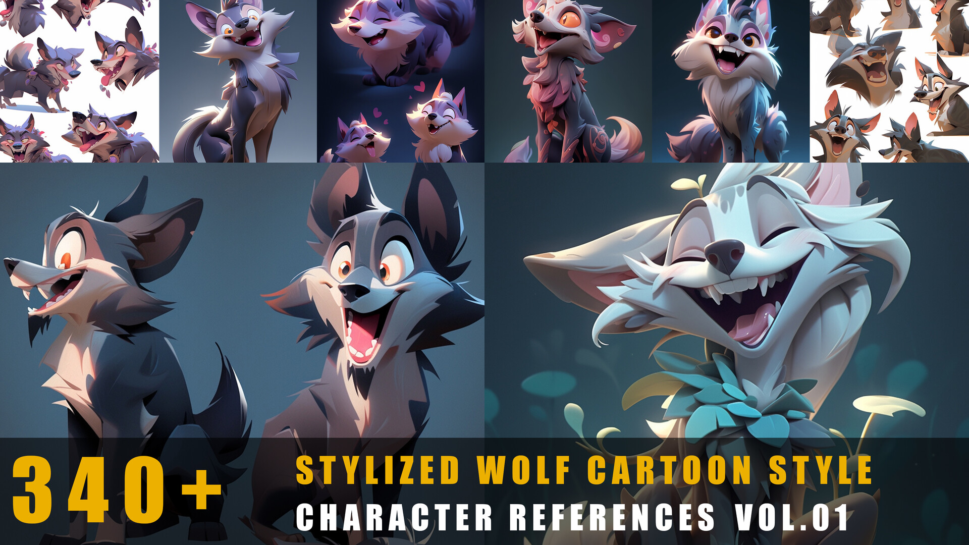 WaterLaw's Studio - 340+ Stylized Wolf Cartoon Style - References Pack ...