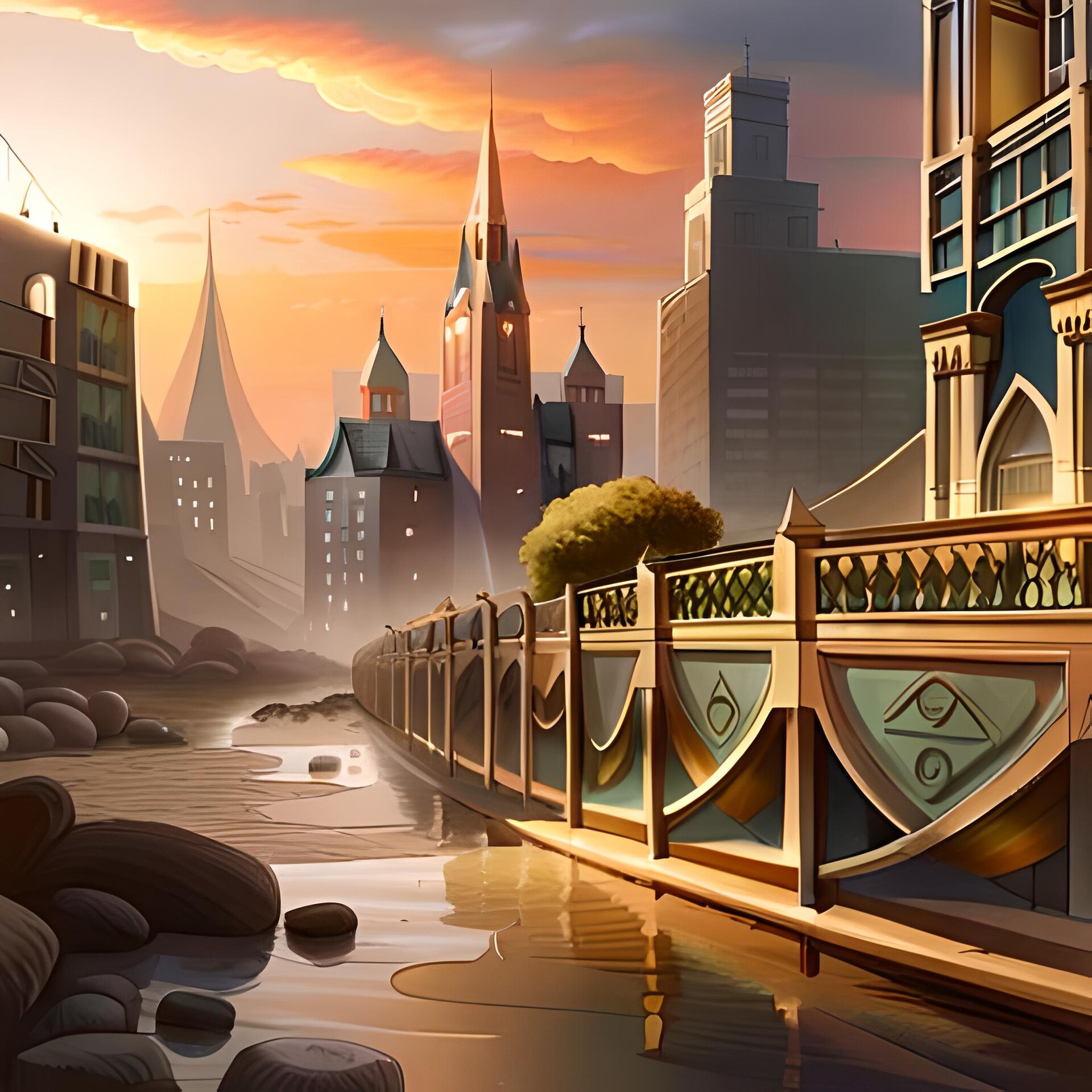 ArtStation - 2d city concept art