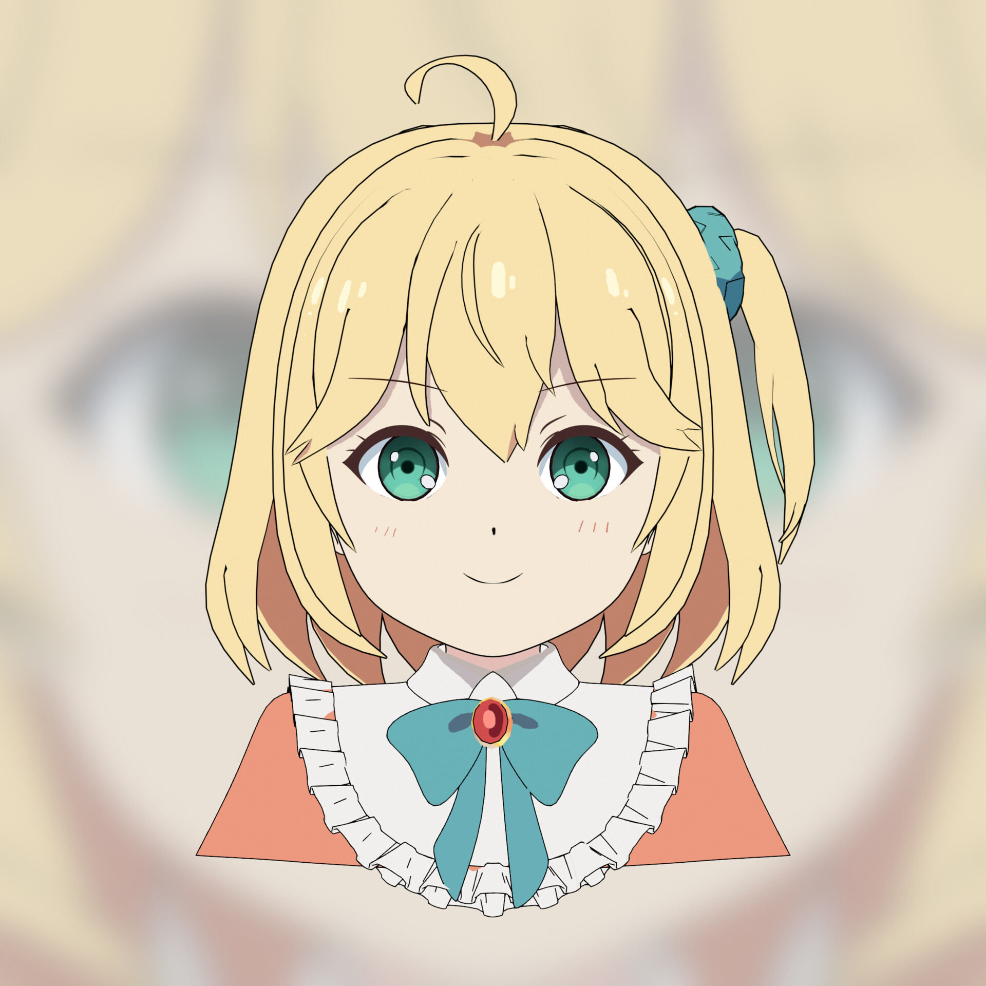 Anime Girl With Short Blonde Hair And Green Eyes