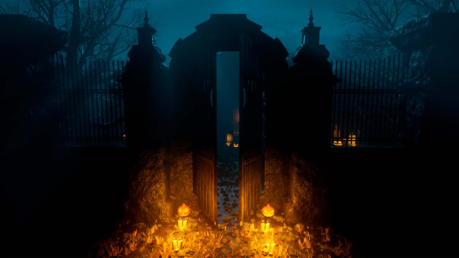 ArtStation - Cemetery at night