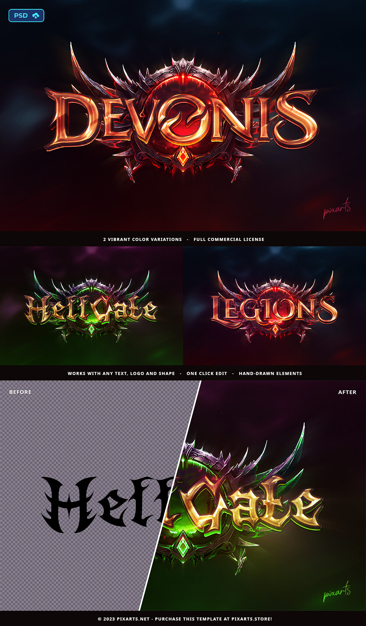 PIXARTS.STORE - DIGITAL MARKETPLACE - [PSD] HellGate - Mmorpg Editable Game Logo
