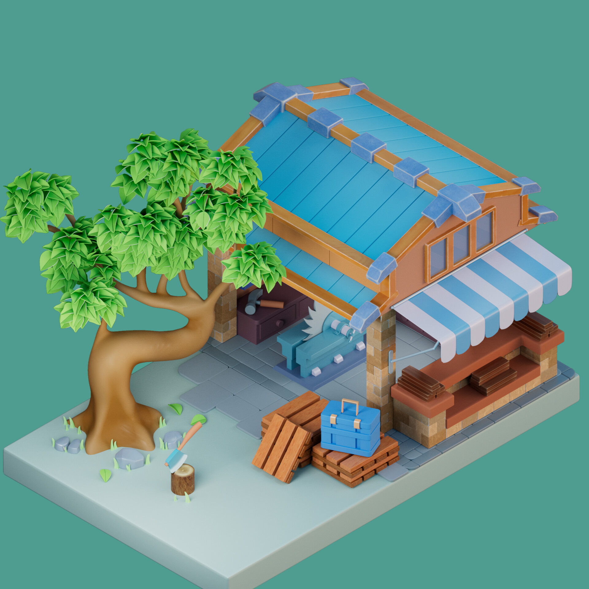 ArtStation - Lumberjack Hut