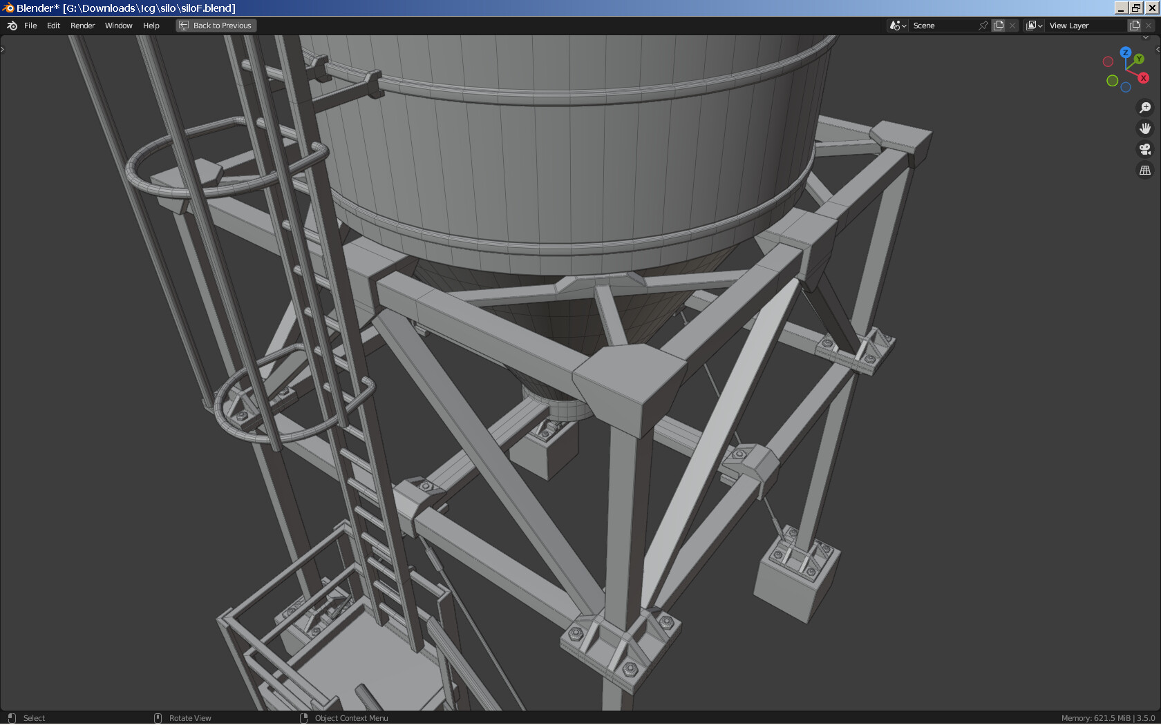Duster - Grain Storage Silo - Blender 3D Model