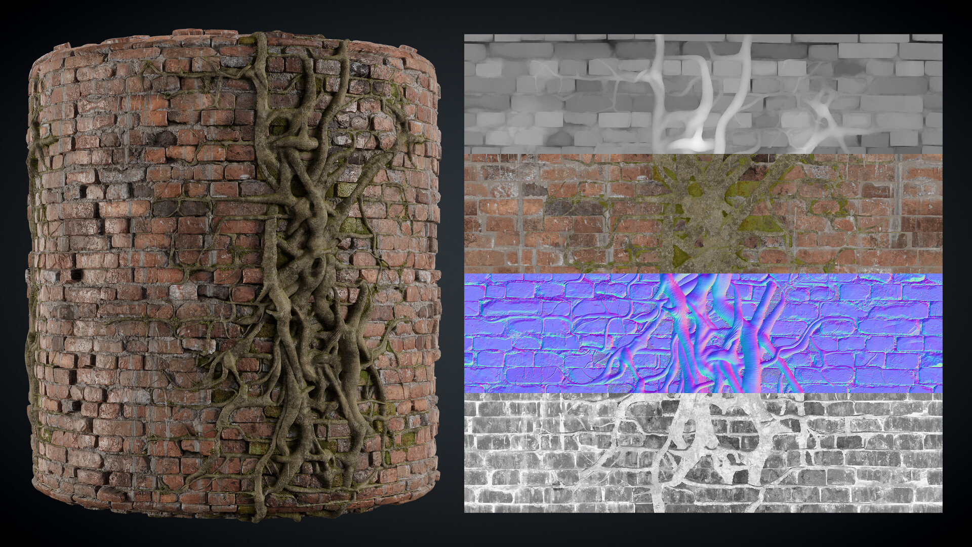 Angel Fernandes - Tree roots on brick wall - Substace Designer
