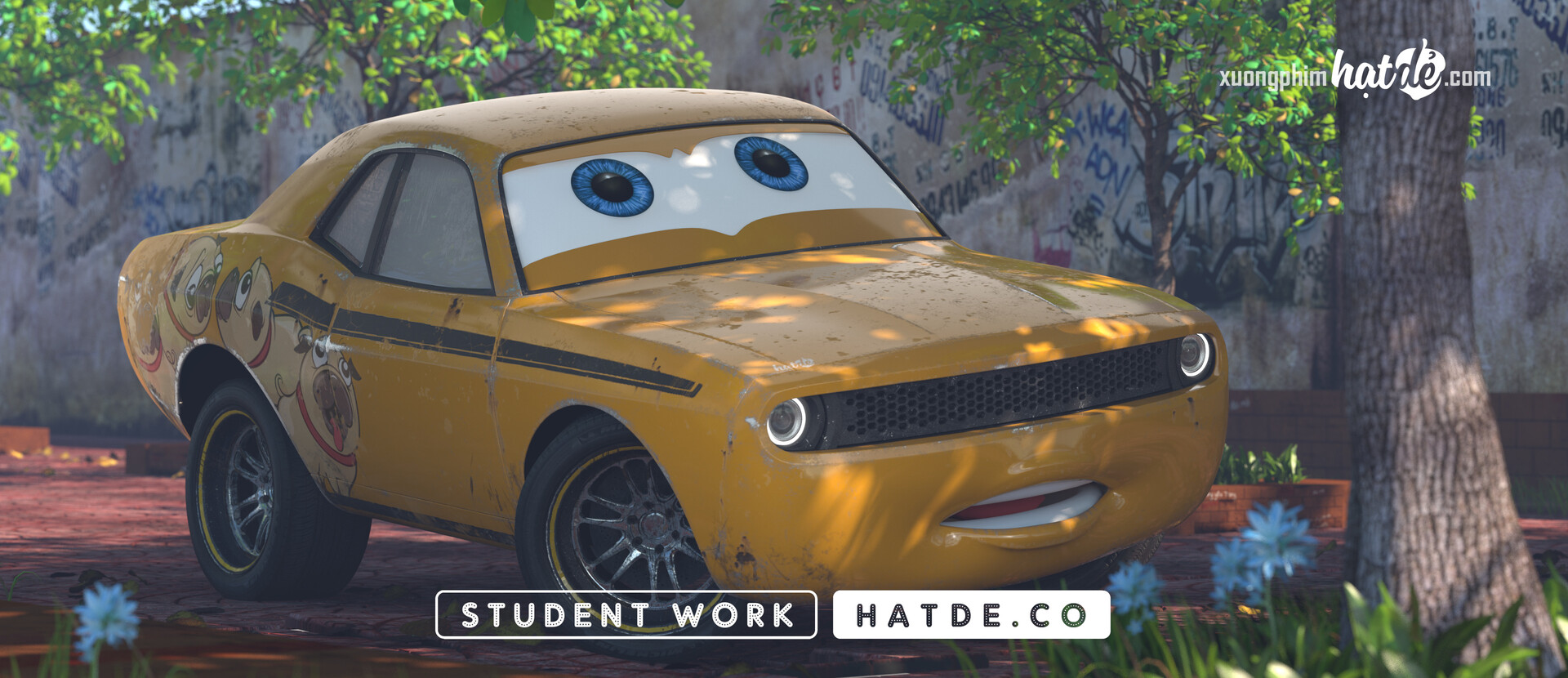 ArtStation - Yellow Car Cartoon Character - Student Work 2018