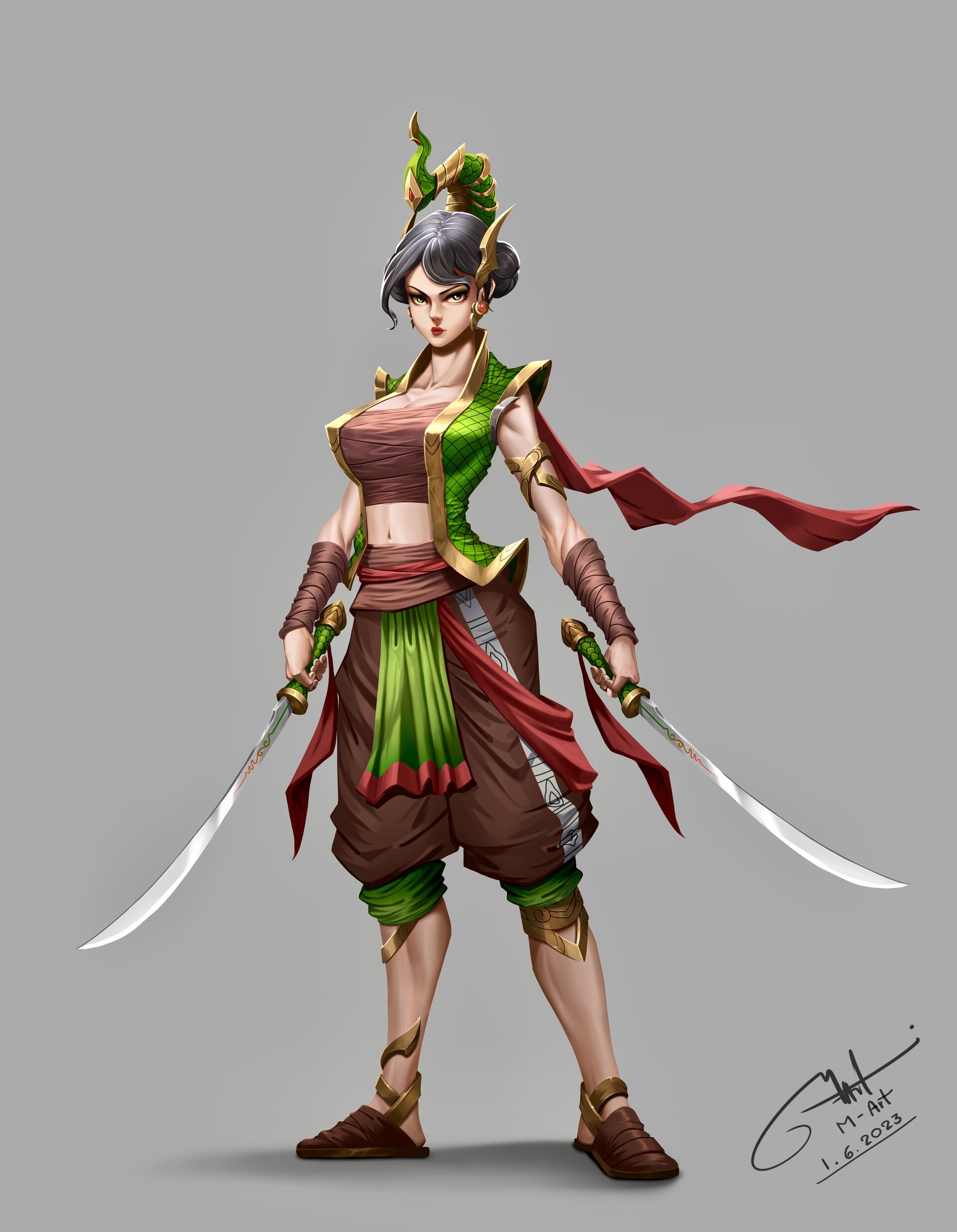ArtStation - Myanmar Dragon girl character concept