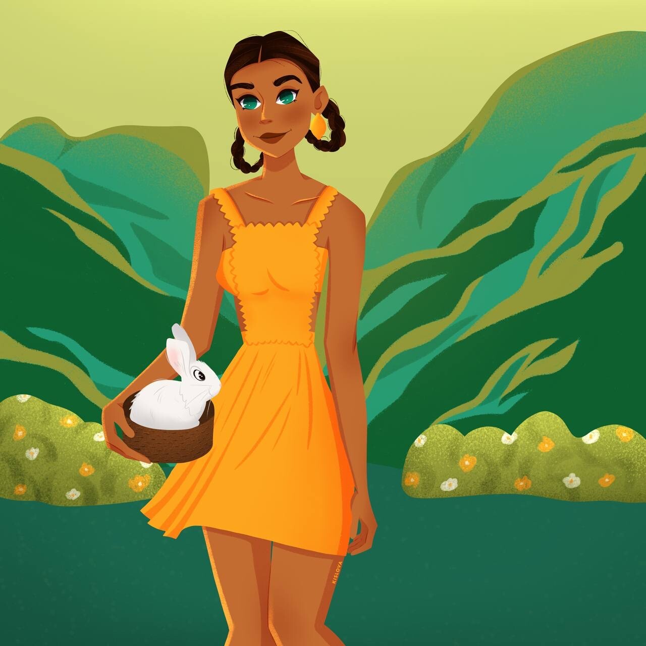 ArtStation - Sunny girl with rabbit