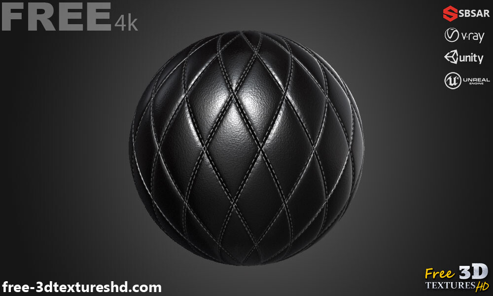 PBR Textures Free Download - Black Diamond Leather Double Stitch ...