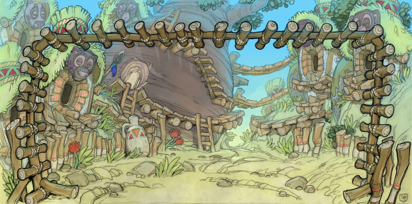 ArtStation - Donkey Kong Country: Tropical Freeze Grassland Grove Boss Arena