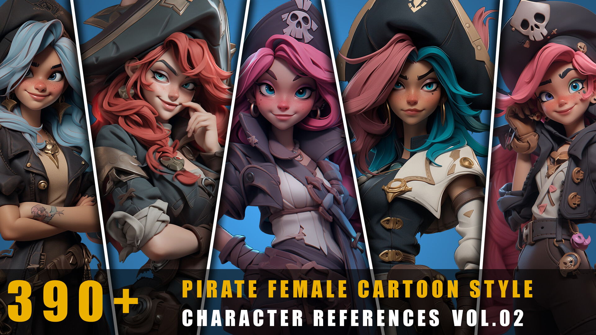 WaterLaw's Studio - 390+ Pirate Female Cartoon Style - References Pack ...