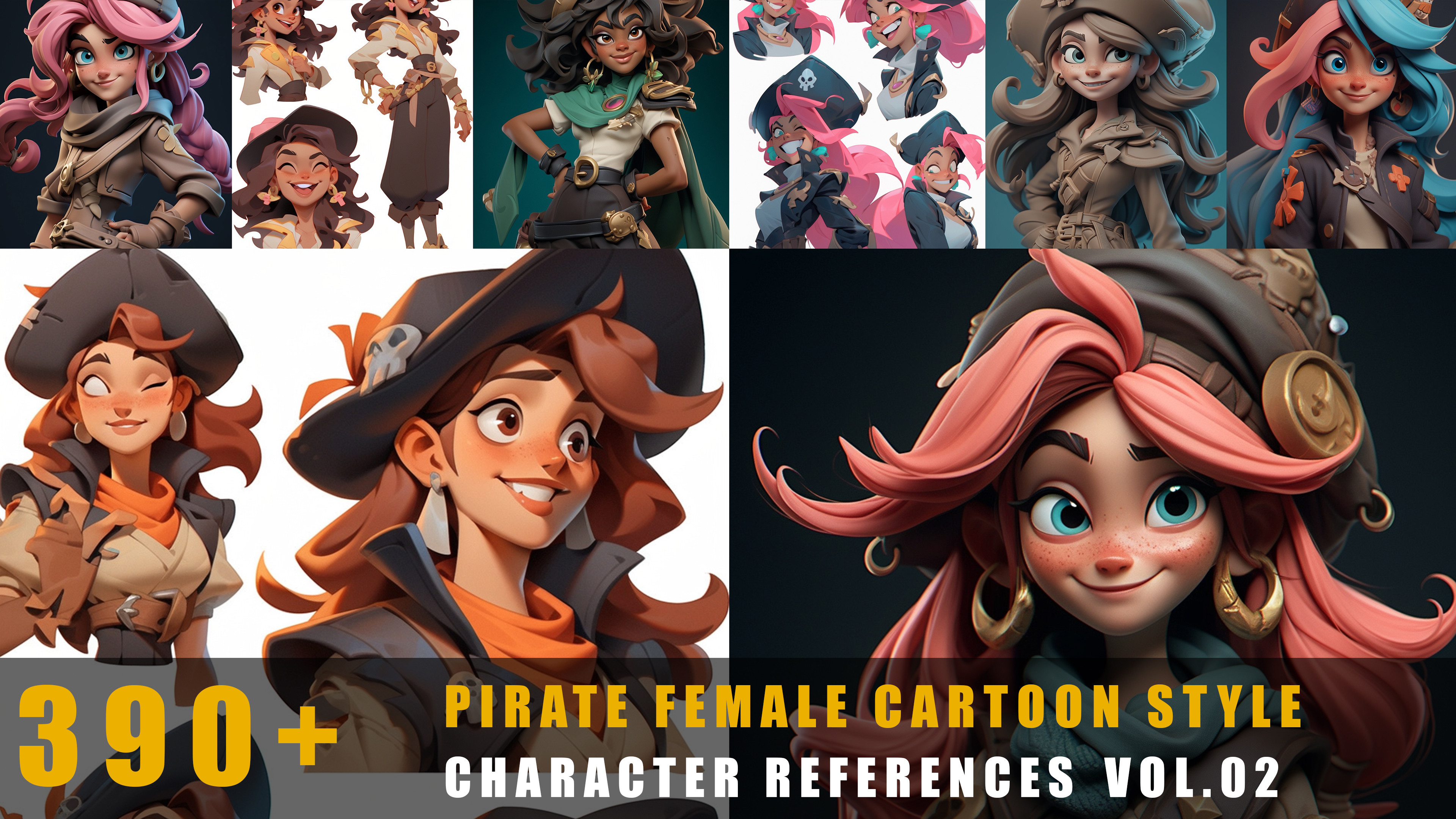 WaterLaw's Studio - 390+ Pirate Female Cartoon Style - References Pack ...