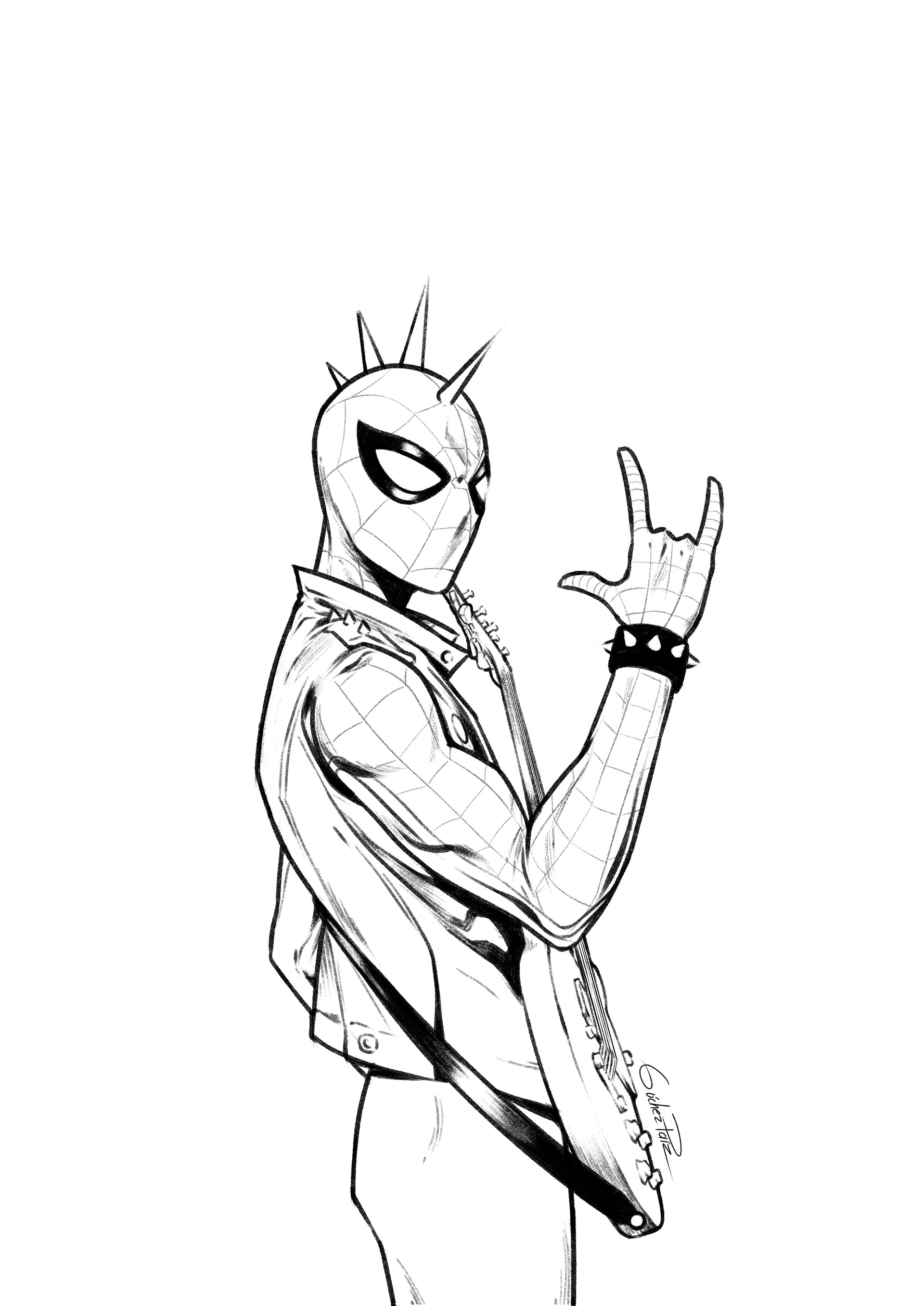 punk spiderman coloring pages
