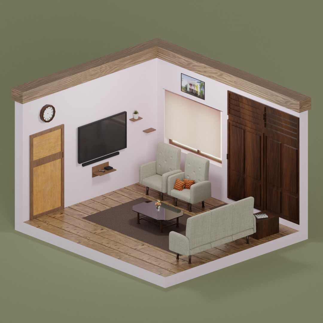 ArtStation - Isometric Living Room