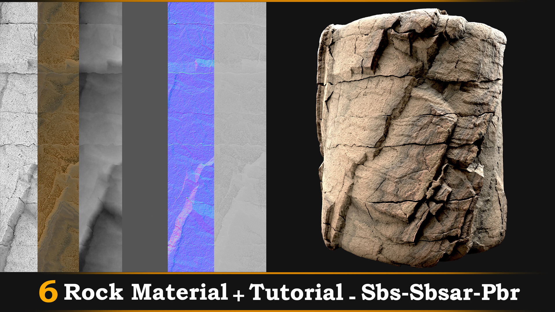 Zhax_Studio - 6 Rock Material +Tutorial-Sbs-Sbsar-Pbr