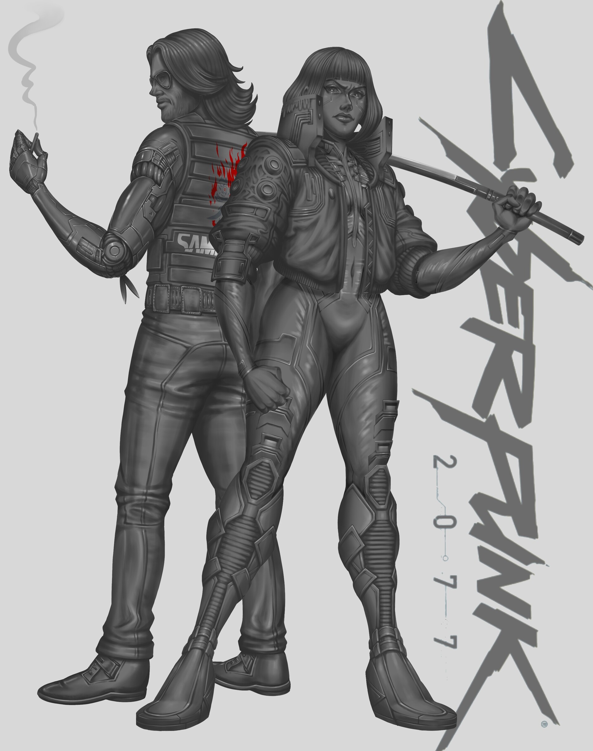 ArtStation - Cyberpunk 2077 V and Johnny Silverhand