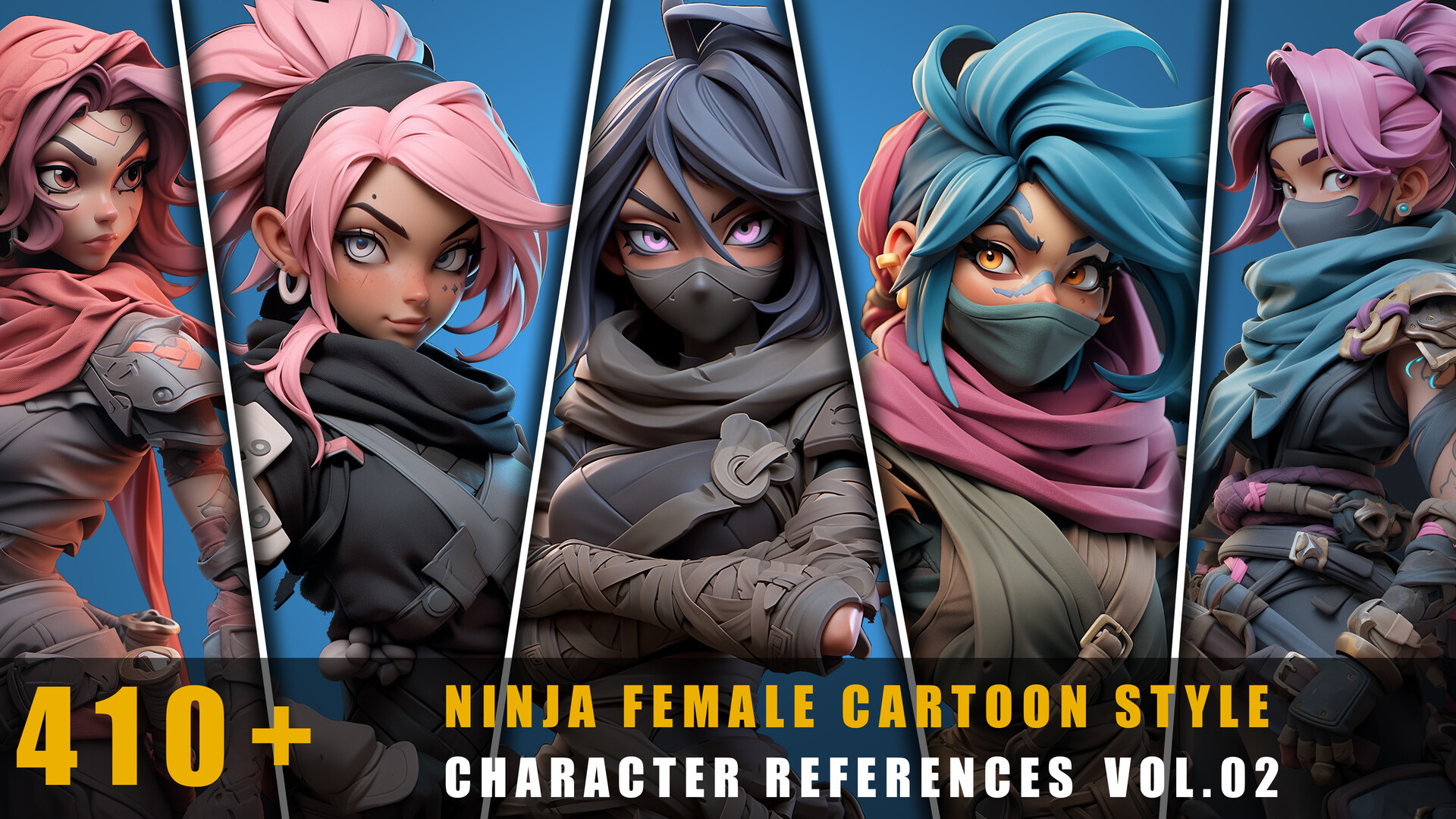 WaterLaw's Studio - 410+ Ninja Female Cartoon Style - References Pack ...