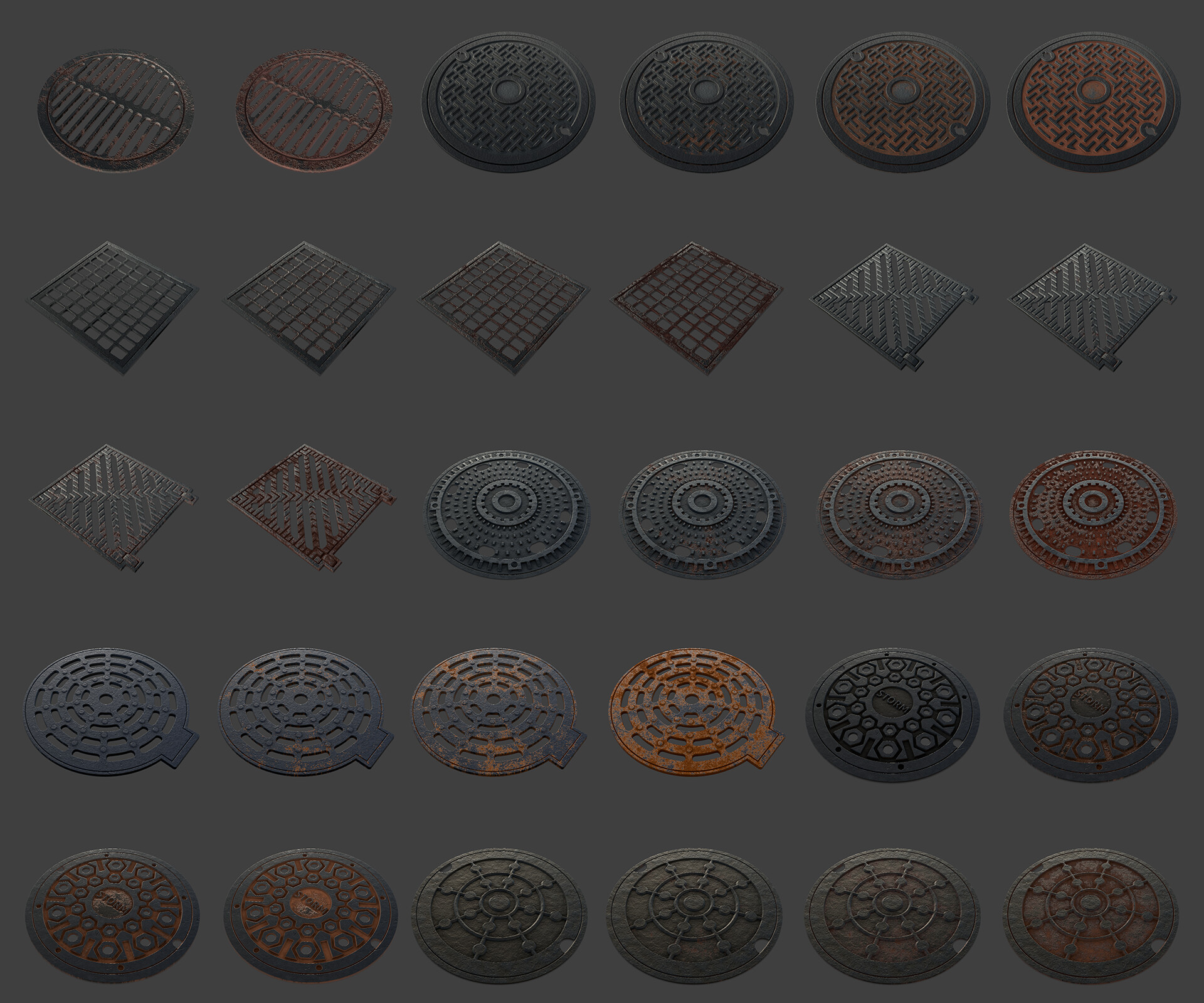 Onur Ulukut - Manhole-Sewer-Drain PBR Texture Set