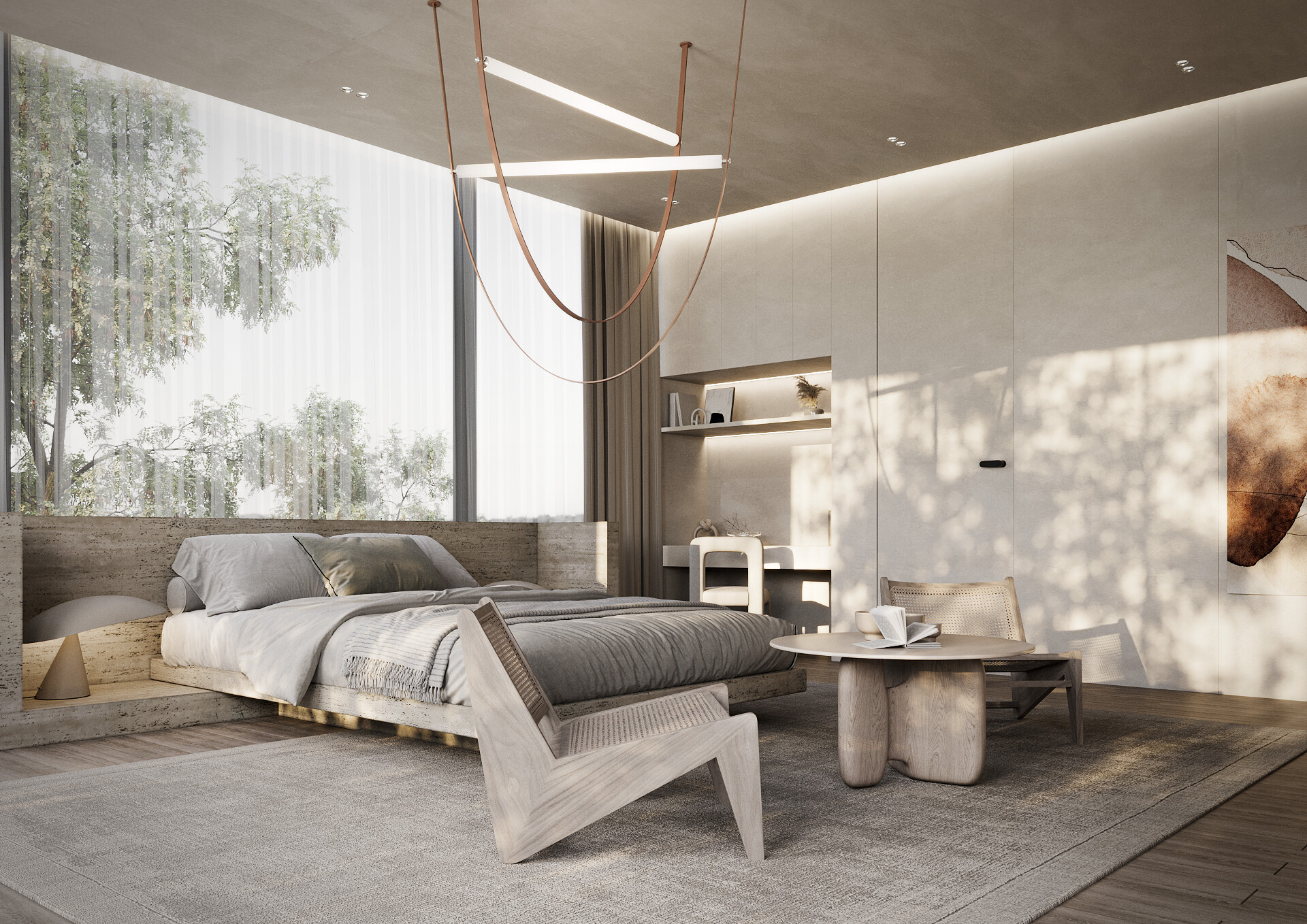 ArtStation - Minimalist Bedroom Interior Design