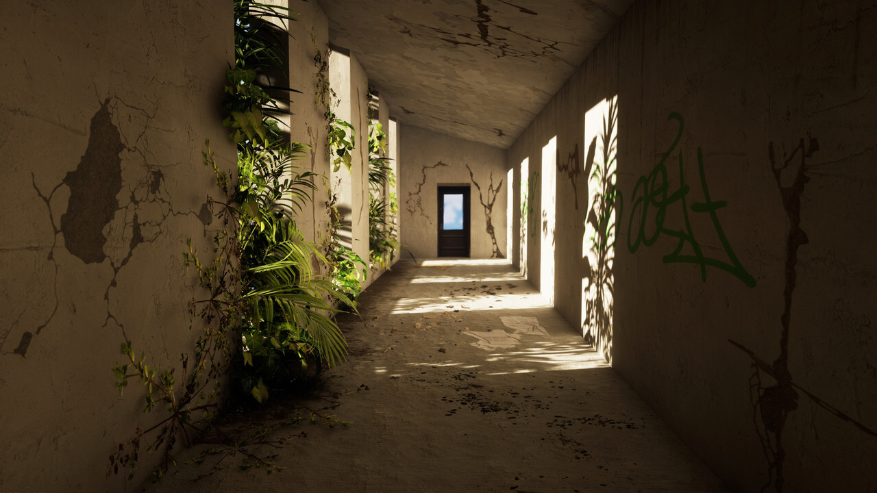 ArtStation - Overgrown Hallway Render