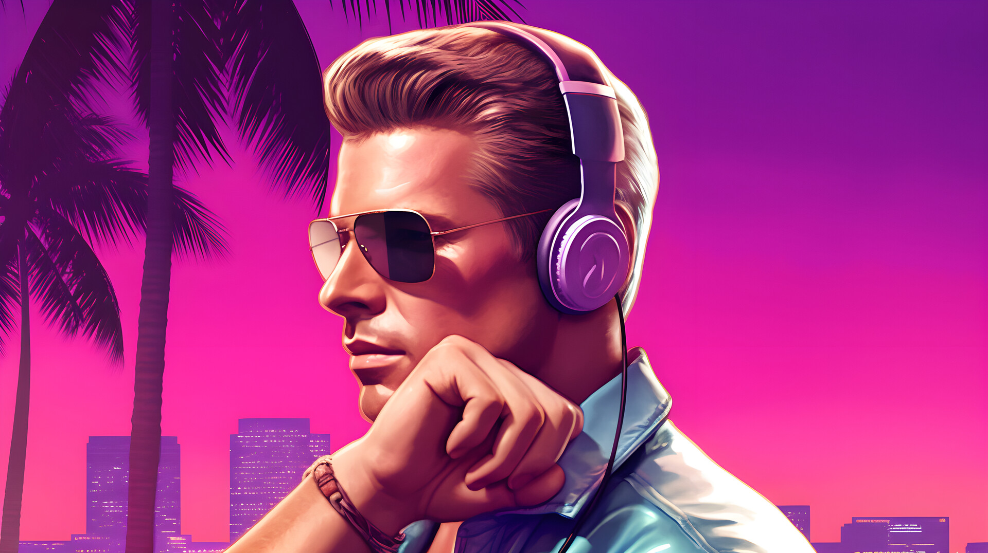 ArtStation - A stylish guy listening to synthwave