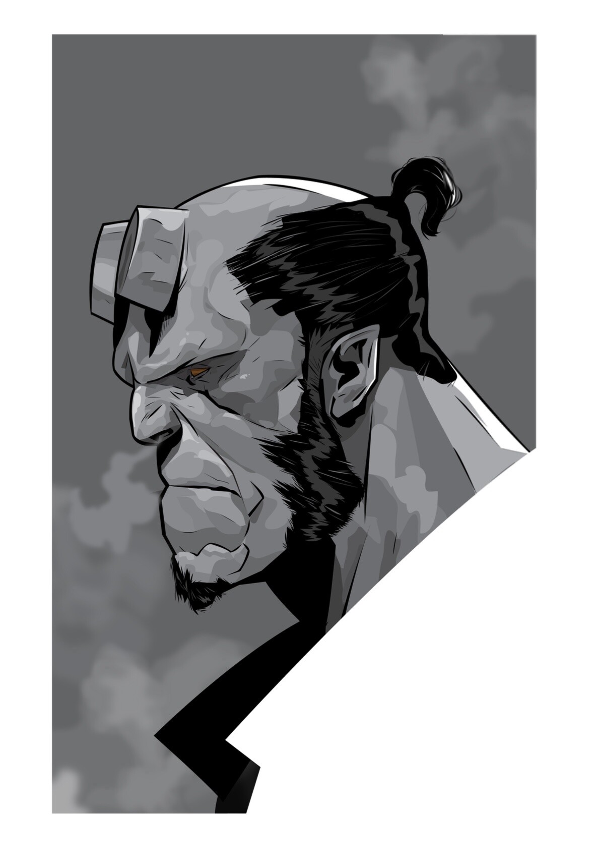 hellboy face drawing