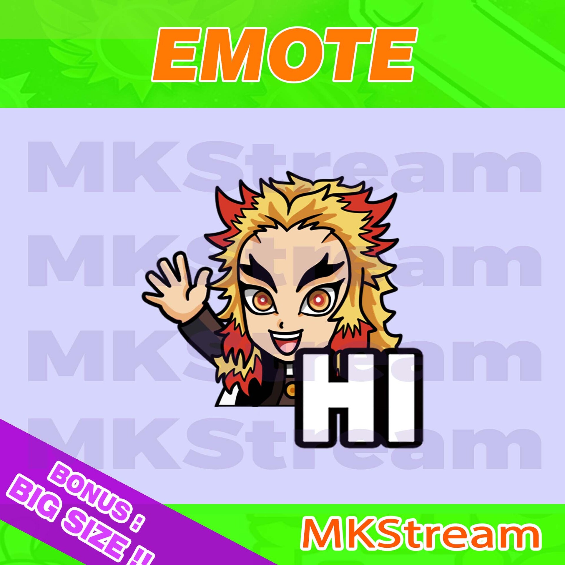 ArtStation - Twitch emotes demon slayer rengoku waving hi