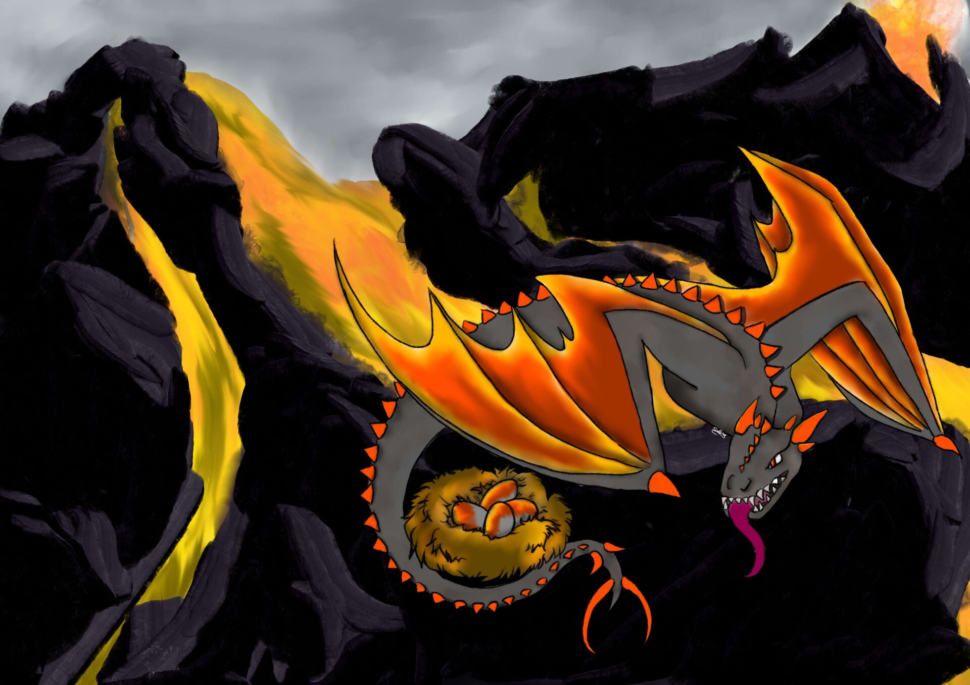 ArtStation - digital fire dragon