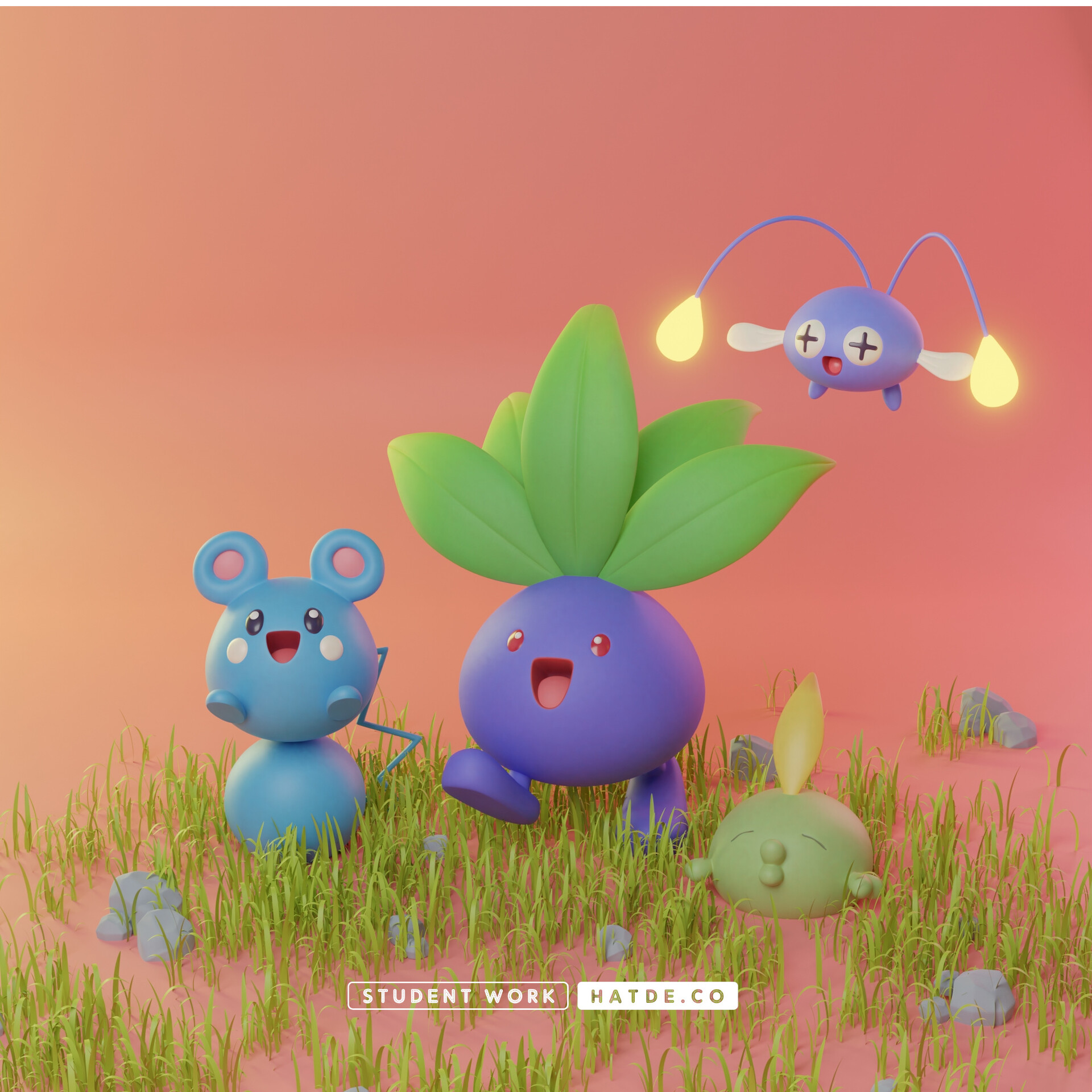 ArtStation - Cute Pokemons - Pokemon Fan Art - Student Work 2020