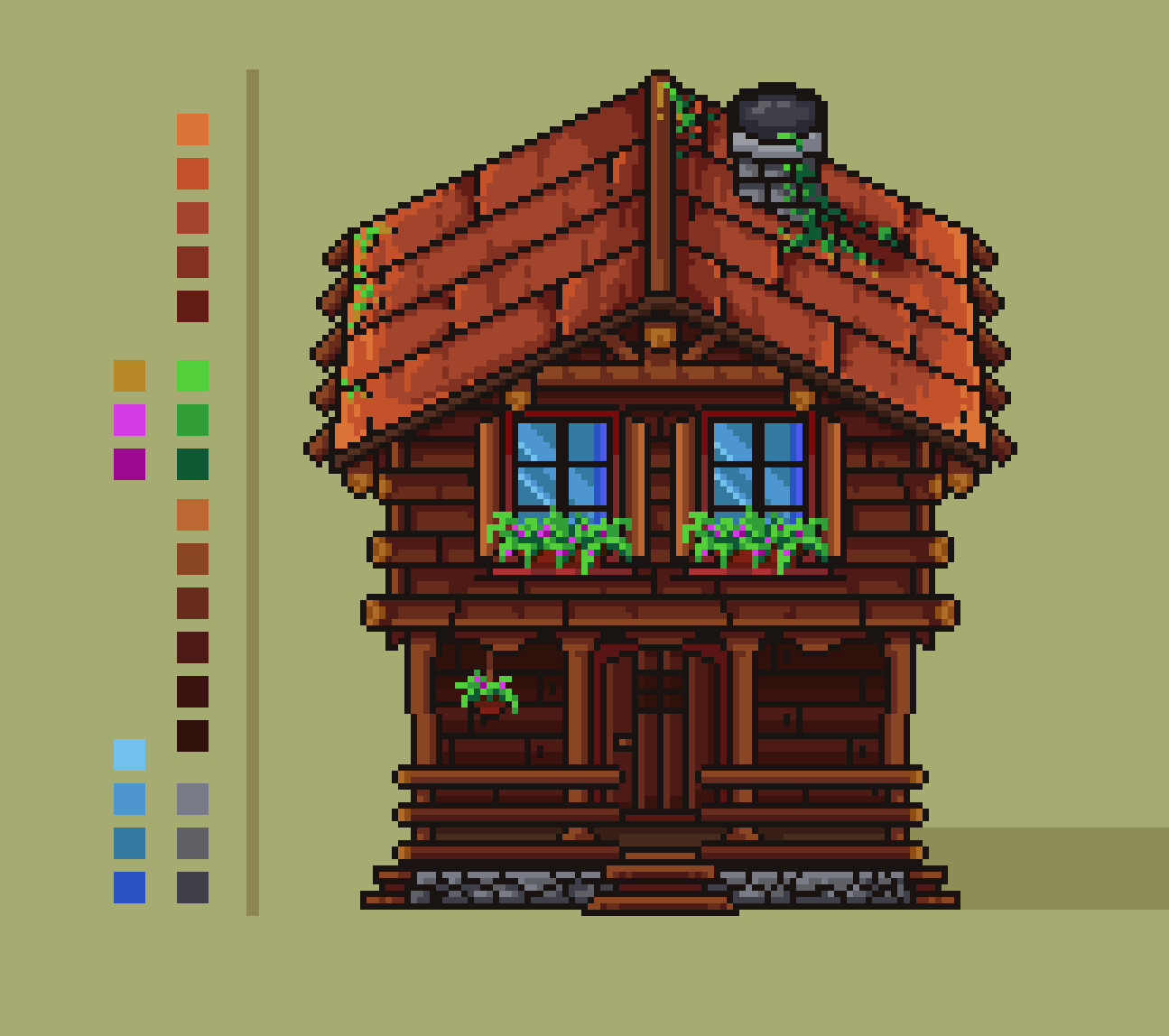 ArtStation - Pixel Art Wooden House (building)