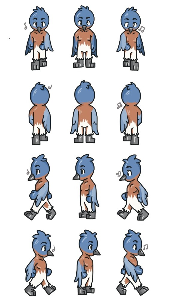 Elena Amundson - Playable Bluebird Sprite Sheet- Furry Game Jam 2023