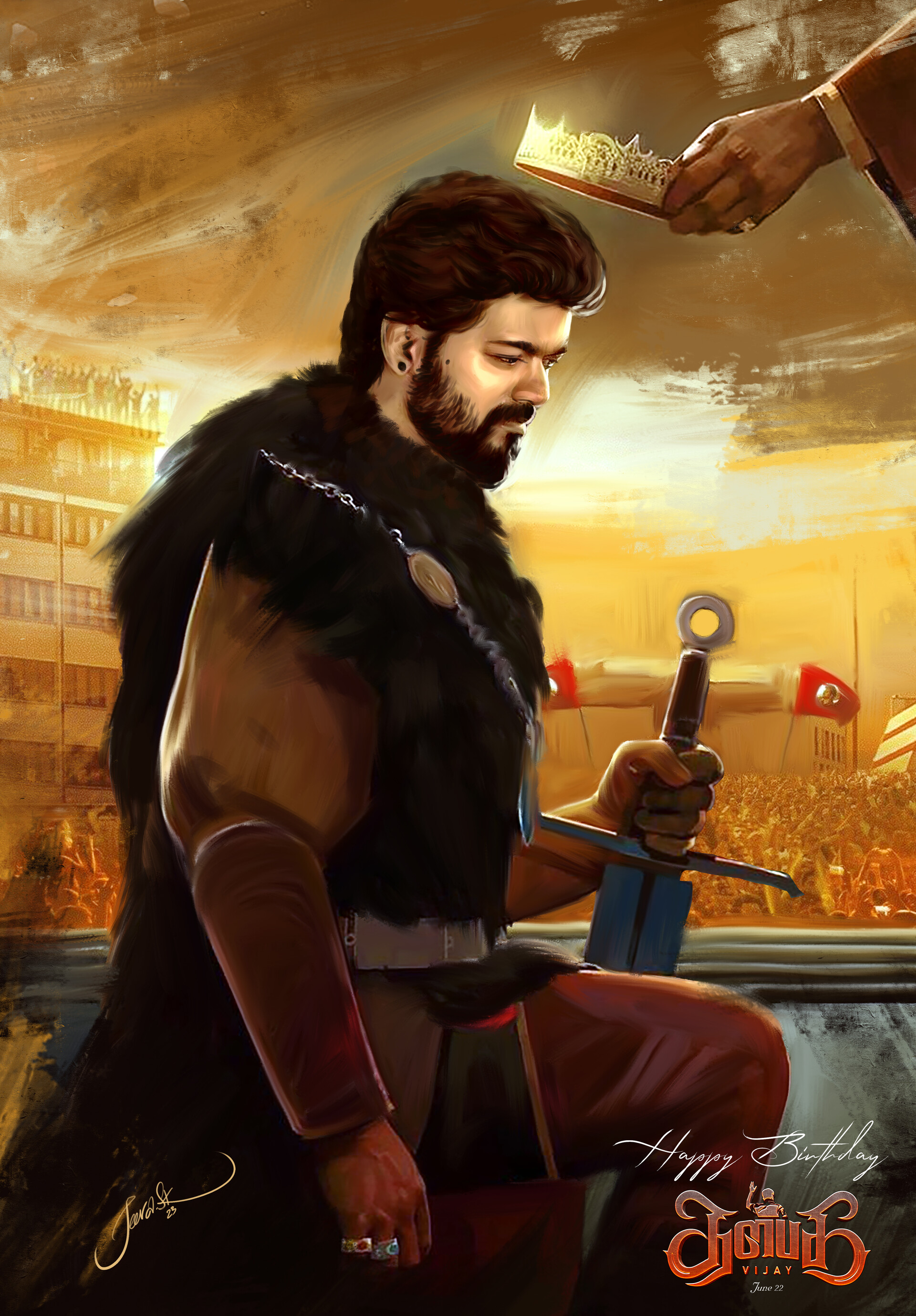 ArtStation - Advance Happy Birthday Thalapathy Vijay Painting 2023 ...