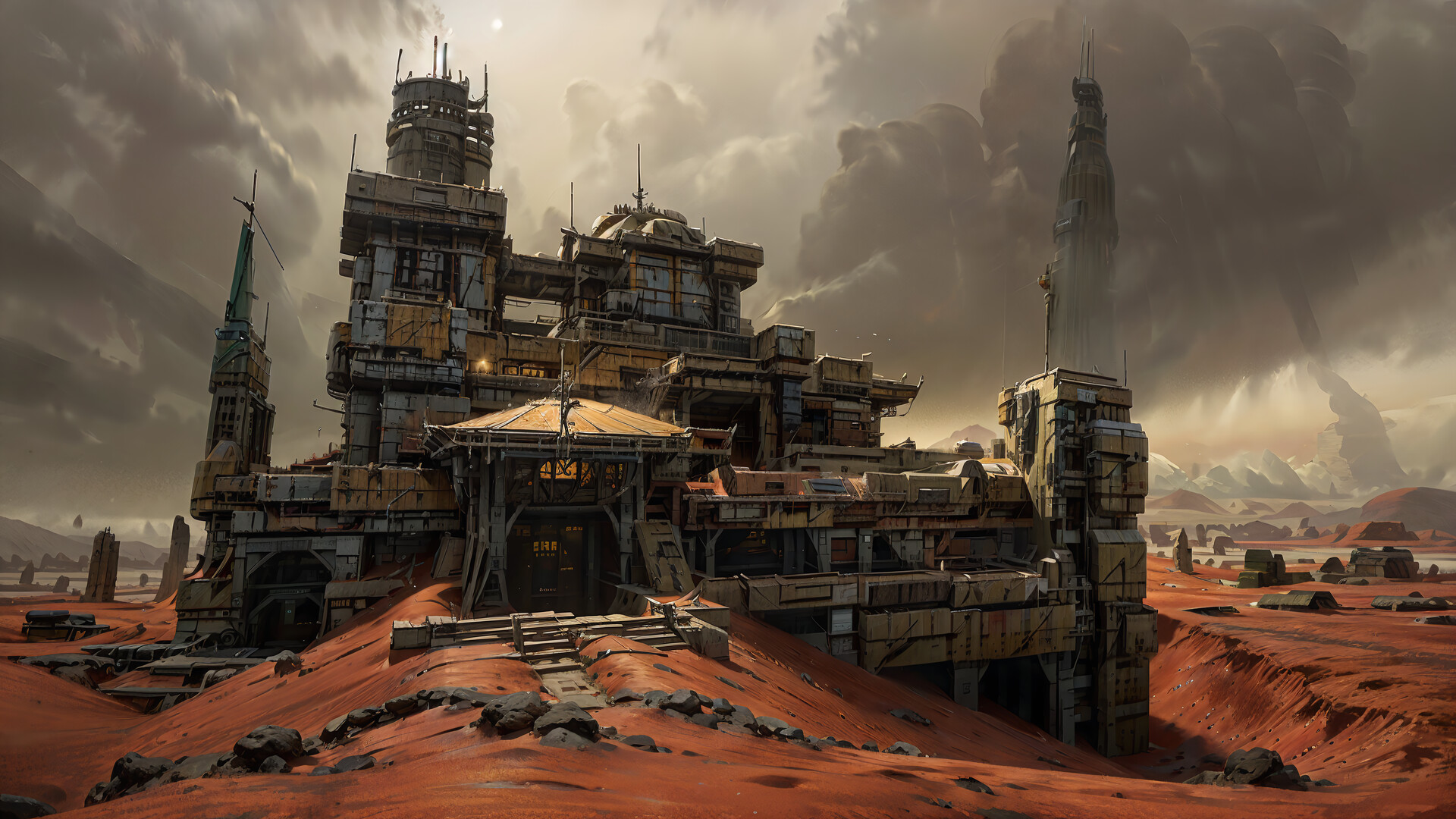 ArtStation - Futuristic East Asian architecture combined with desert