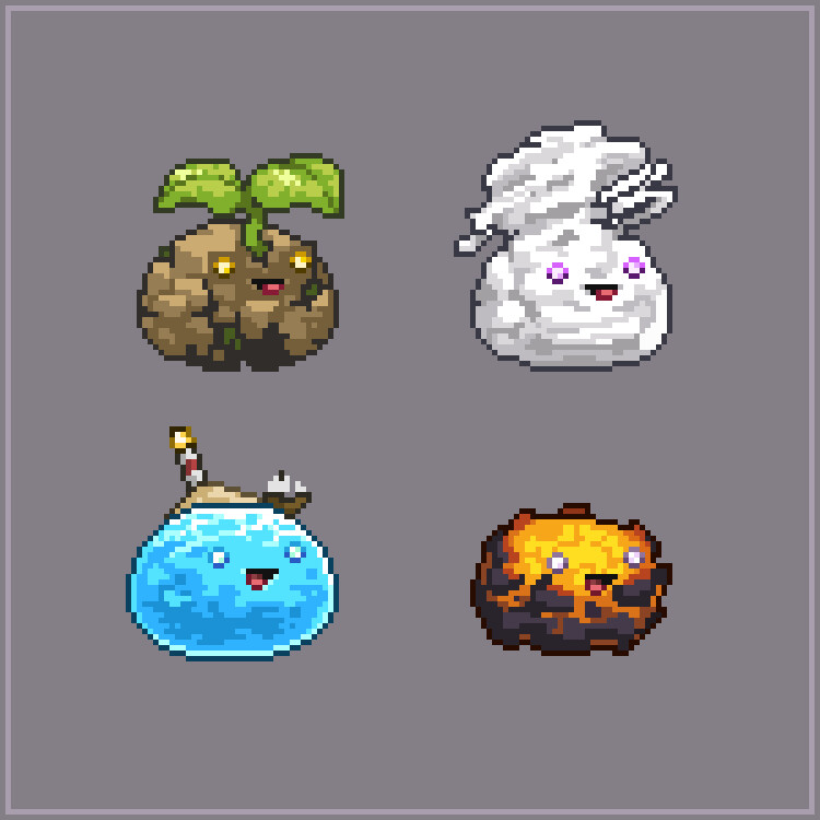 ArtStation - 4 Pixel Art Elemental Monsters