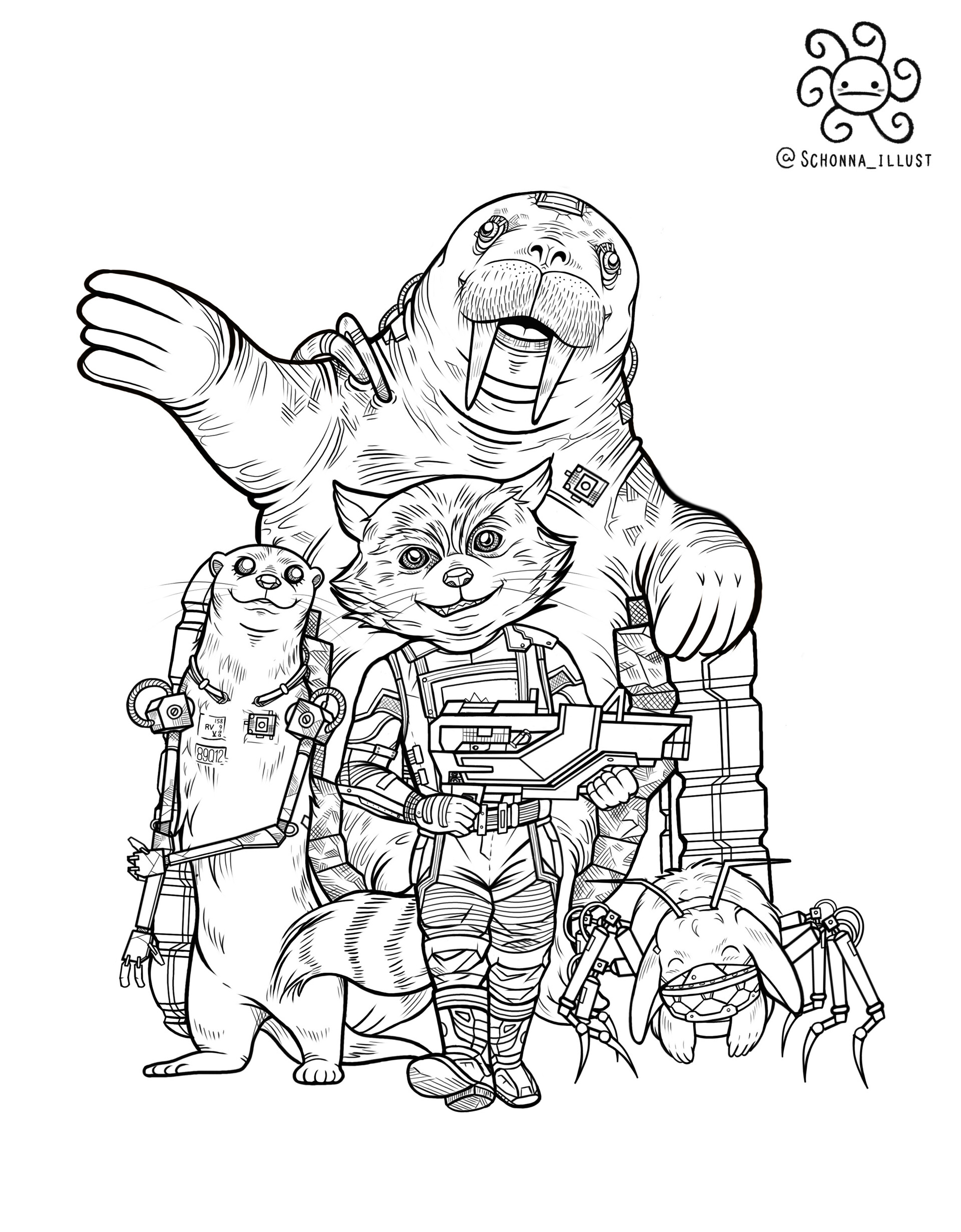 rocket raccoon coloring pages printable