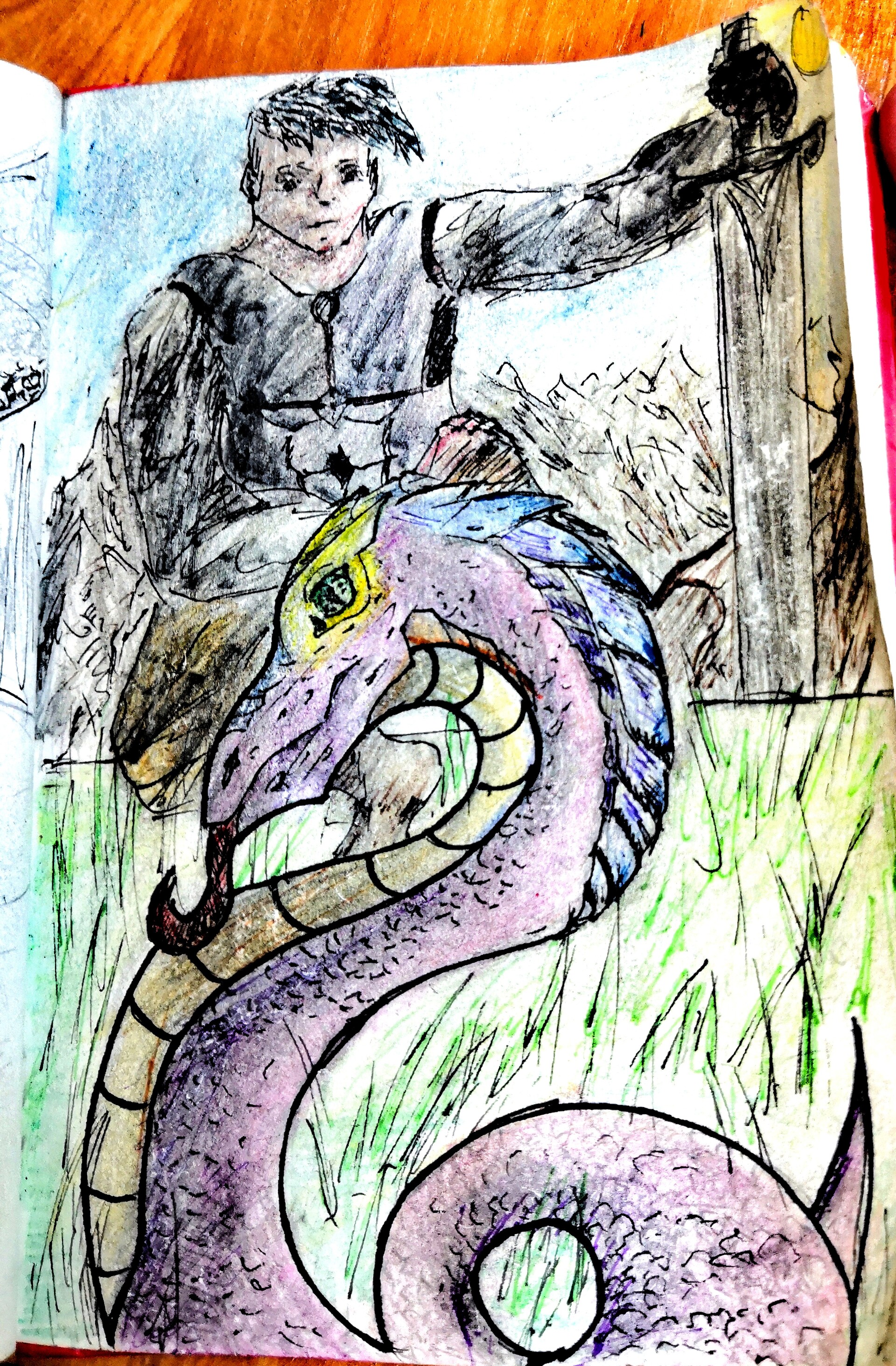 ArtStation - Human and snake (painting)