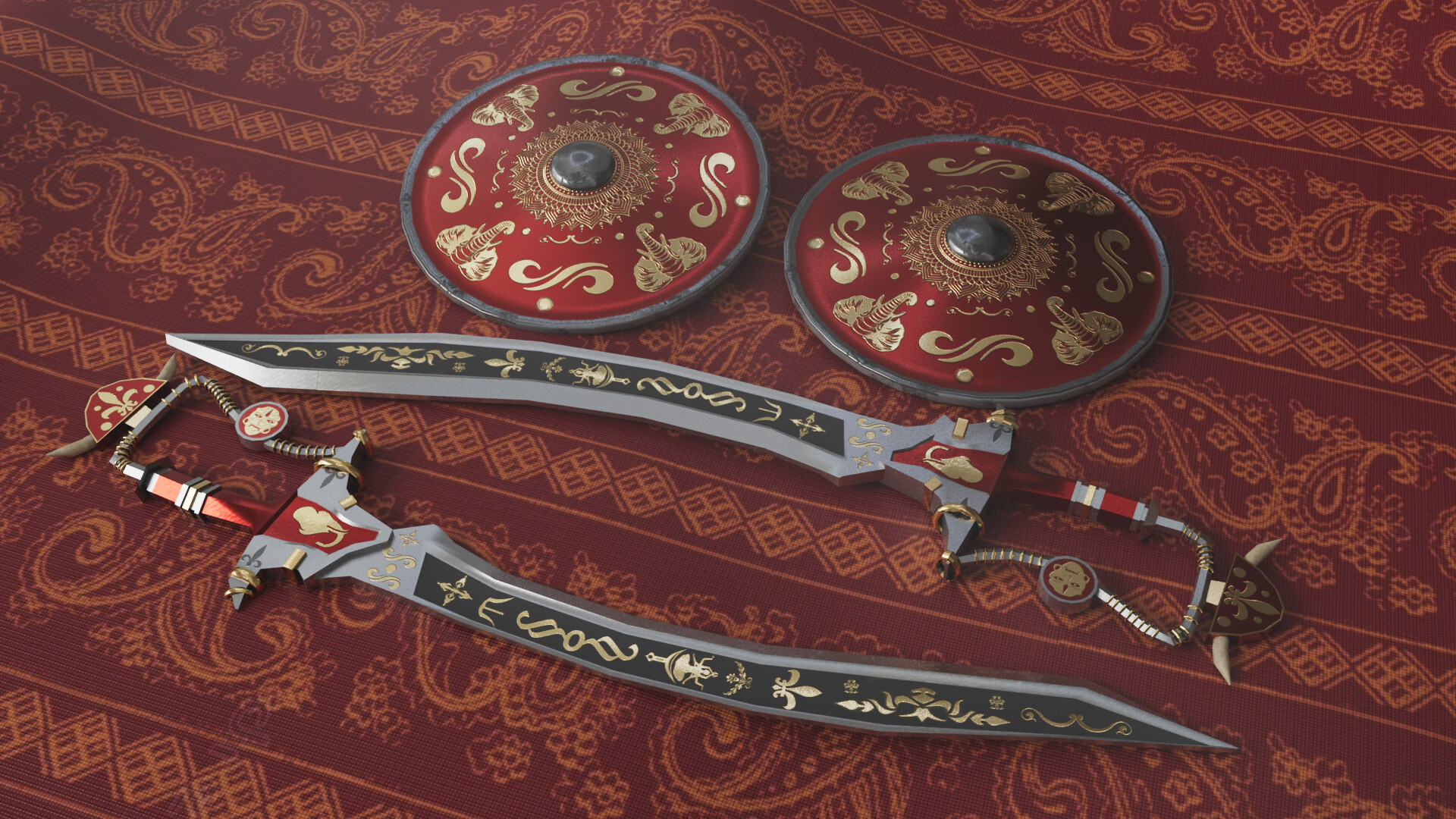 ArtStation - Low-Poly Indian Sword and Shield