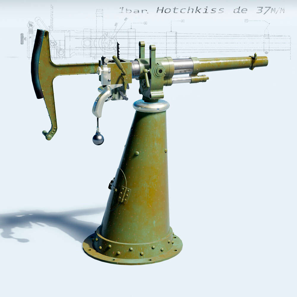 ArtStation - Hotchkiss naval cannon 37mm
