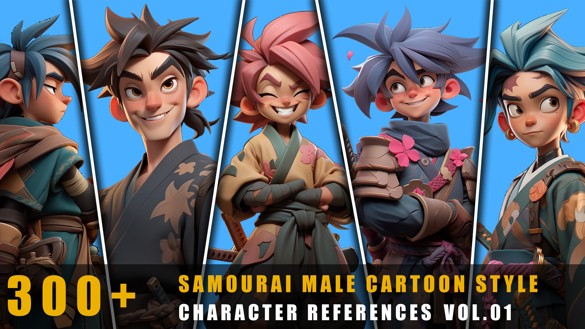 WaterLaw's Studio - 300+ Samurai Male Cartoon Style - Character ...