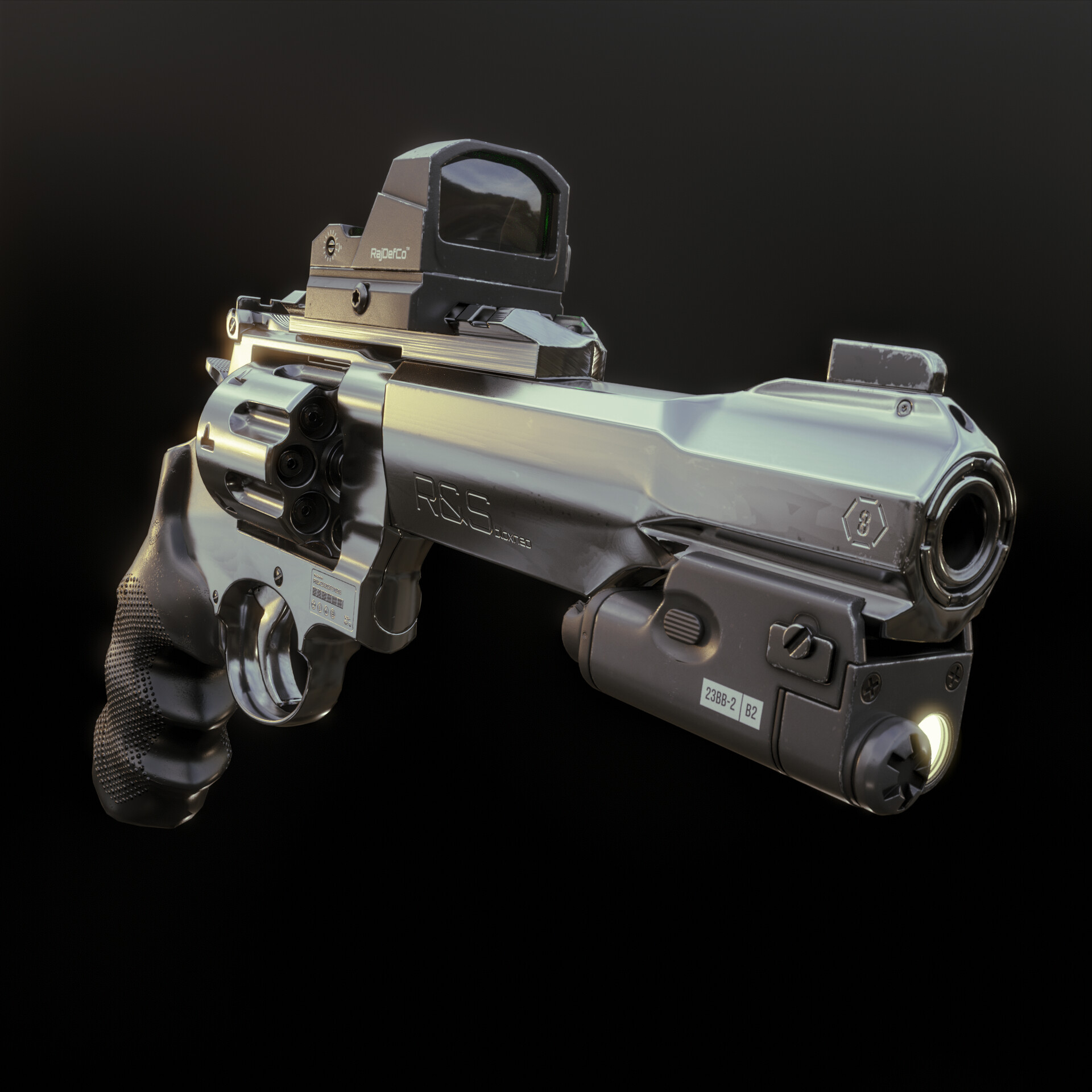 ArtStation - Extended Barrel 357 Magnum Revolver - Game-Ready 3D Model