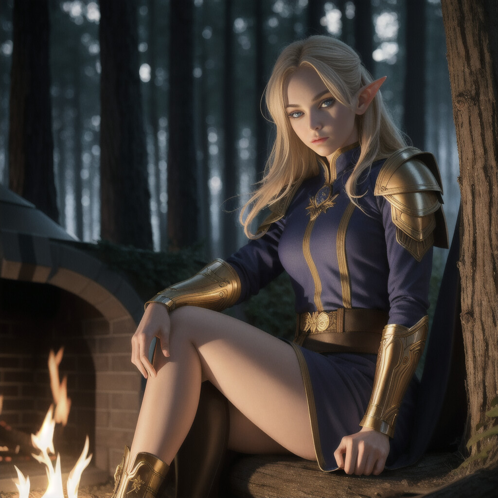ArtStation - Female rogue elf camping