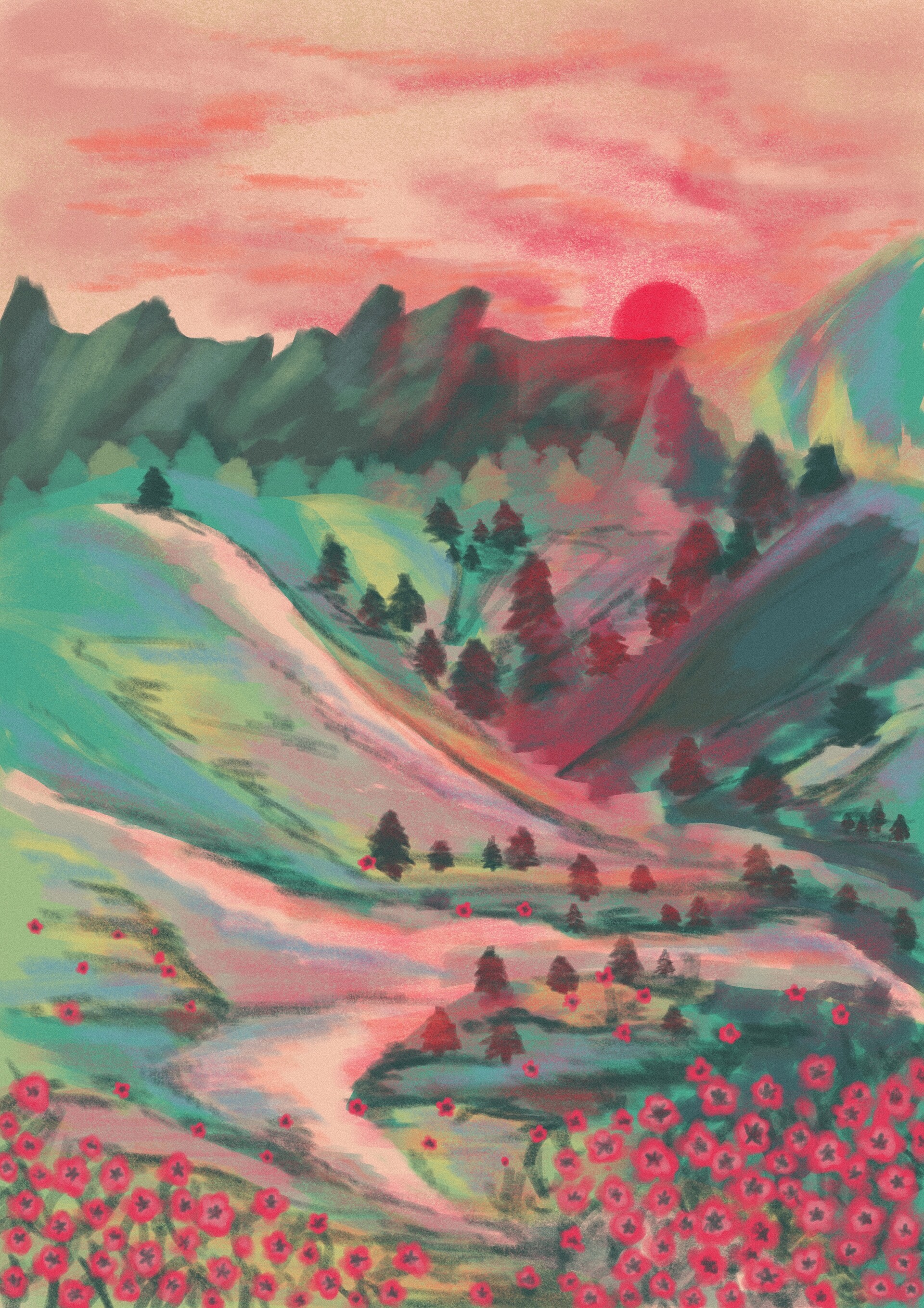 ArtStation - Landscape Illustration with Limited Colours