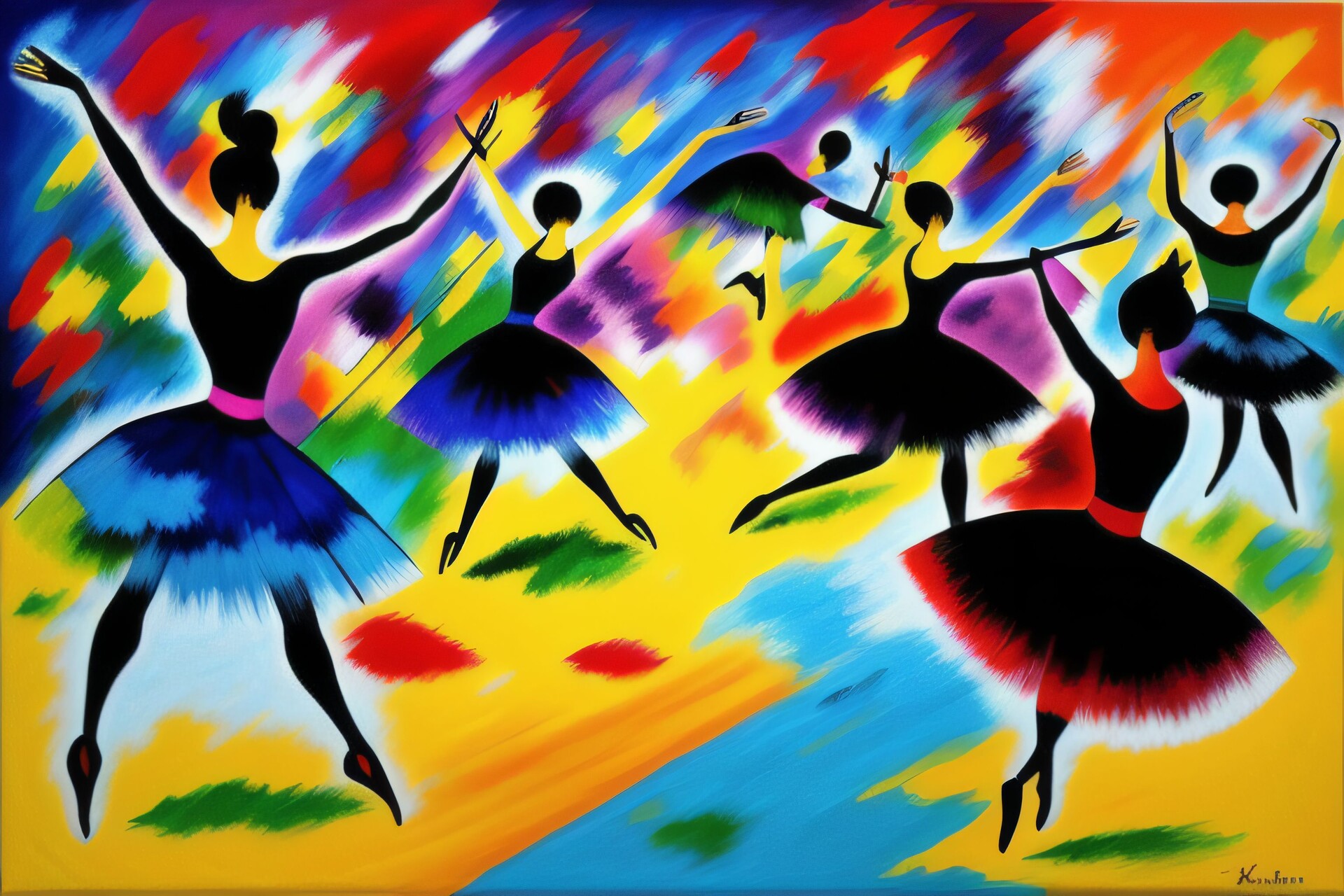 the_french_artist - Acrylic painting, a dynamic dance scene capturing ...