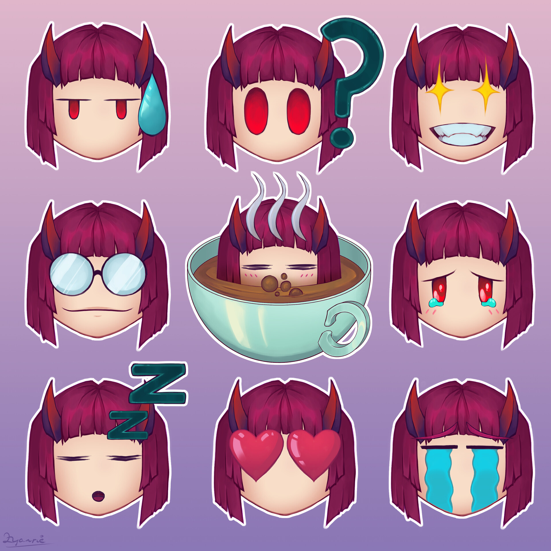 ArtStation - Succubus emote stickers (experimenting, 2023)