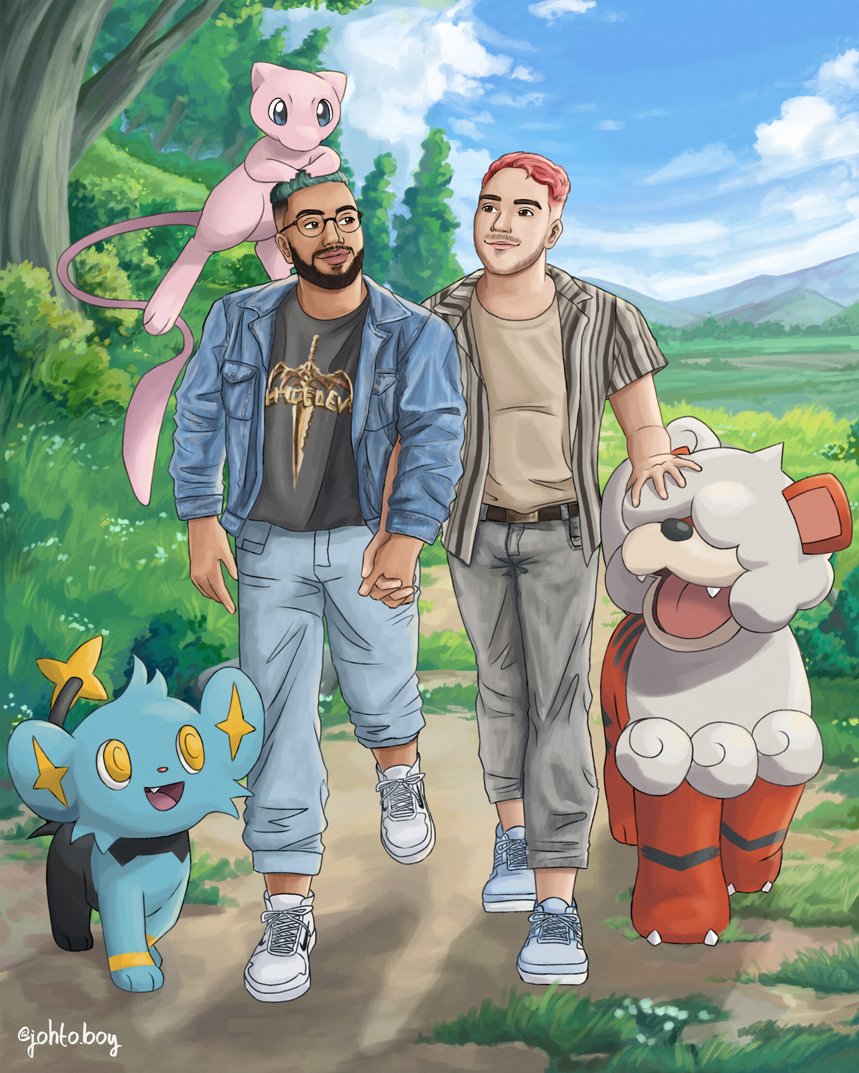 ArtStation - Pokémon Commission - Mew, Shinx and Hisuian Growlithe