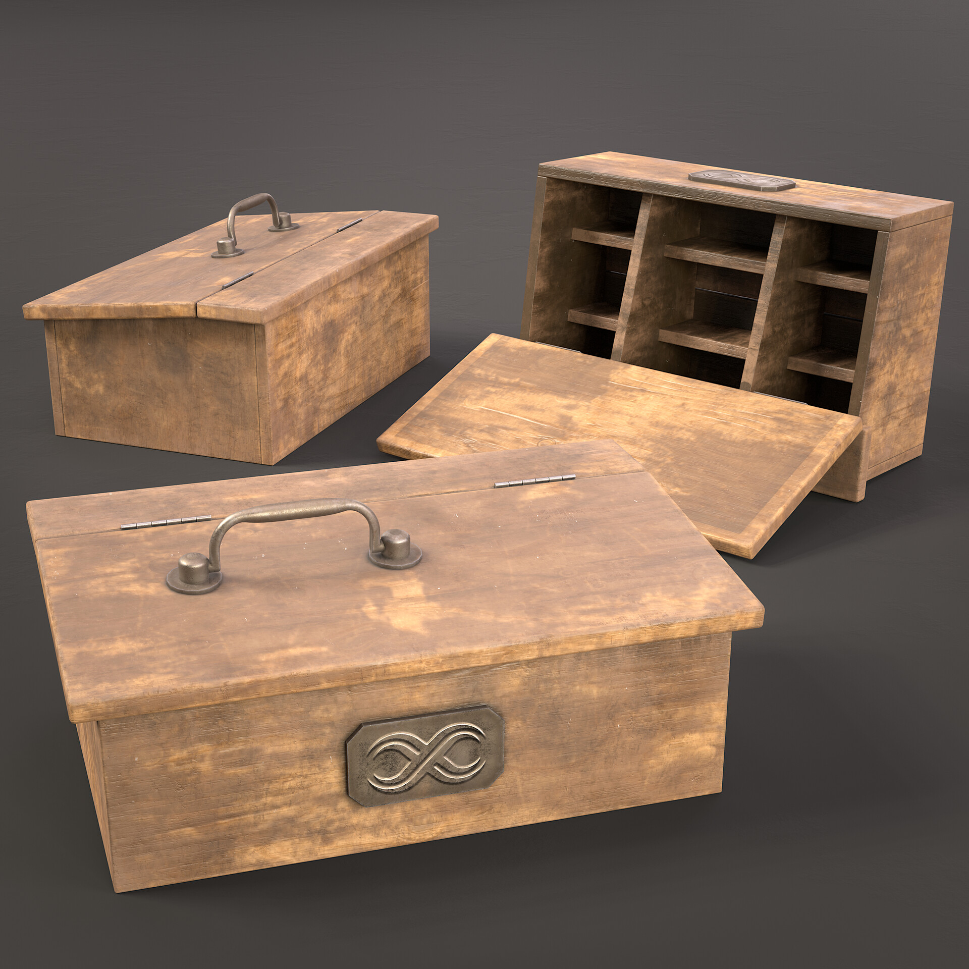 ArtStation - Vintage wooden secretary box