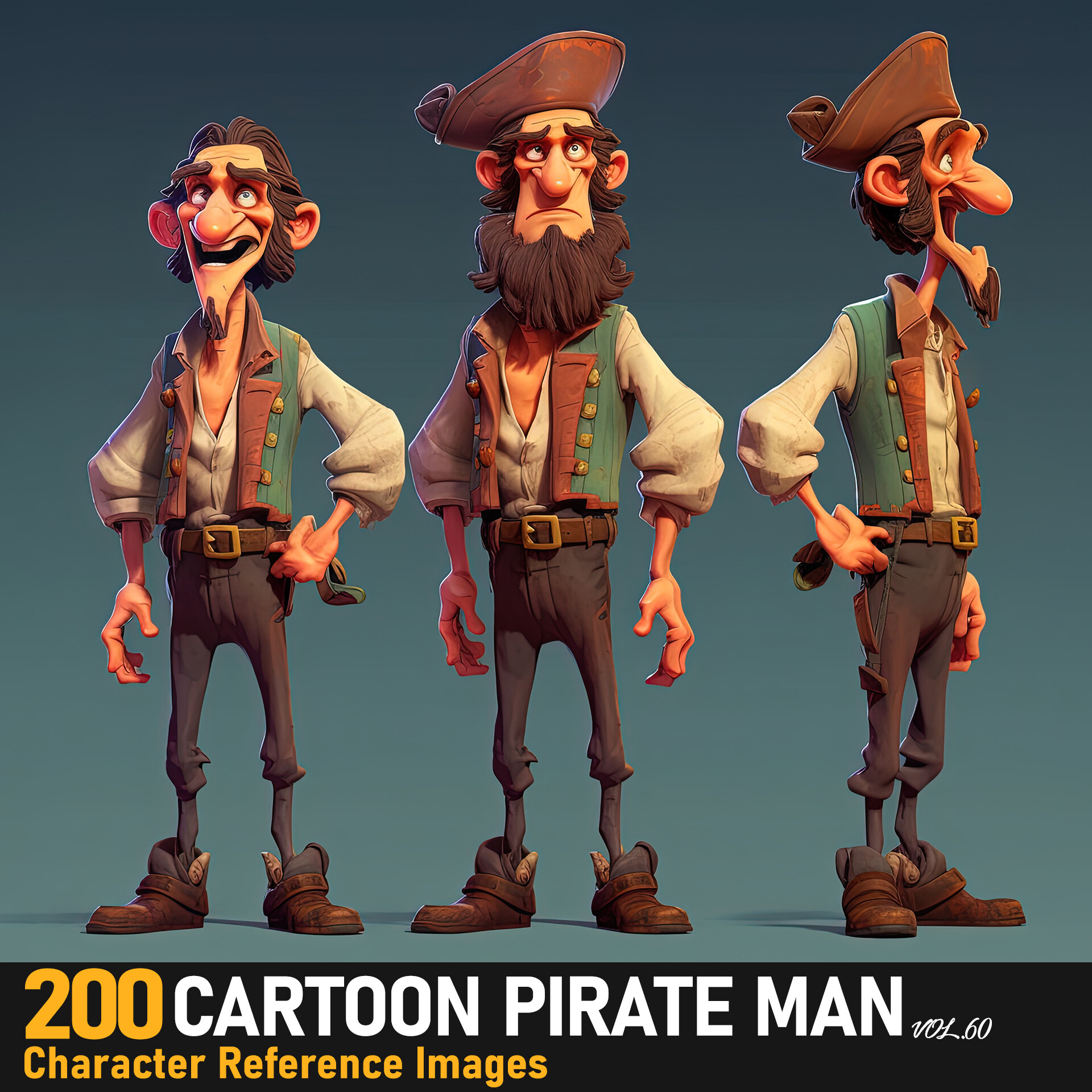 Vio_Lemurian - Cartoon Pirate Man VOL.60|4K Reference Images